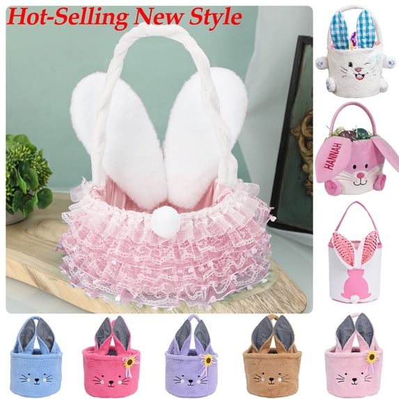 Dmlowu Easter Basket, Easter Bunny Baskets with Handle, Gifts Tote Bags ...