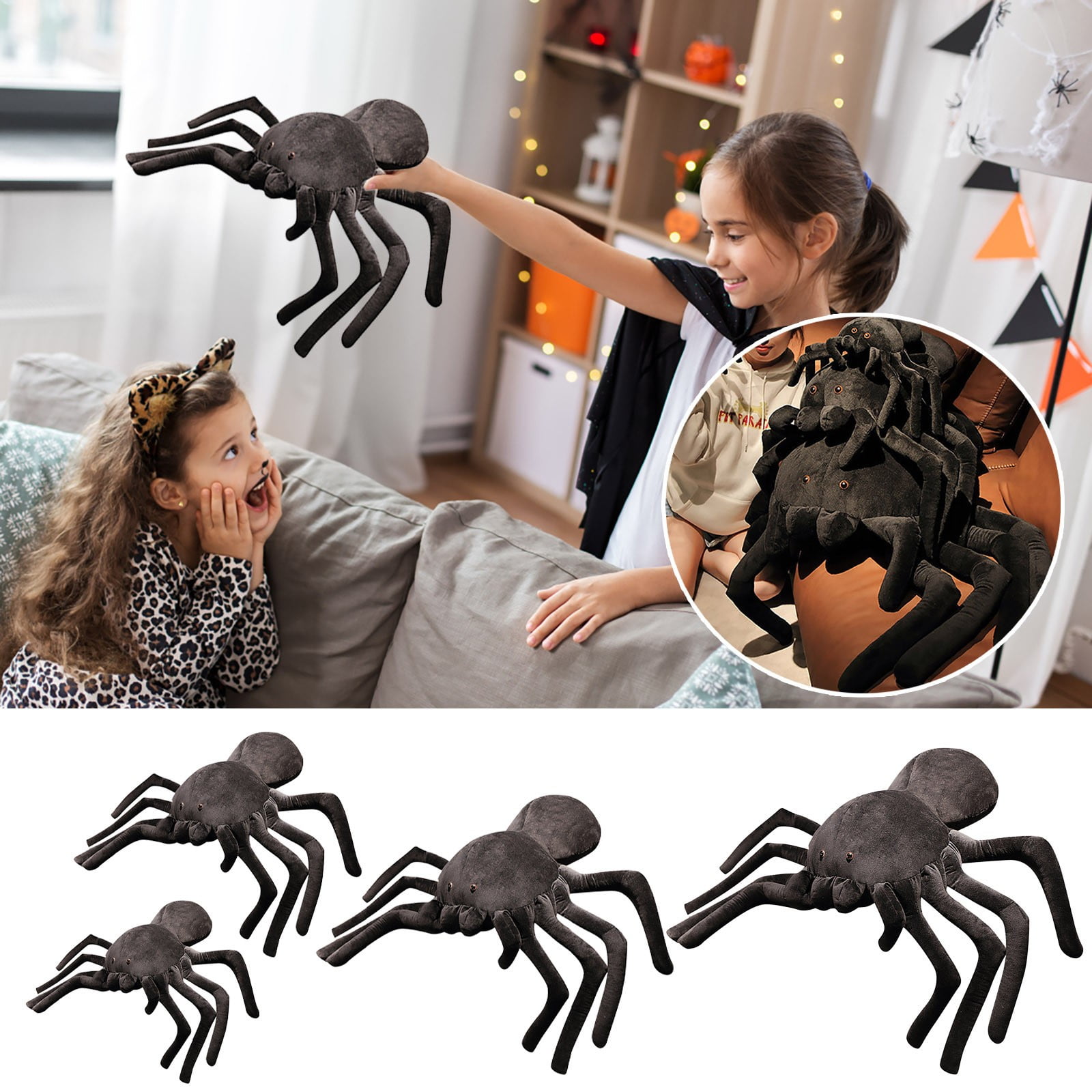 Dmlowu Halloween Decorations Spider Doll, Extra Soft Plush Halloween ...