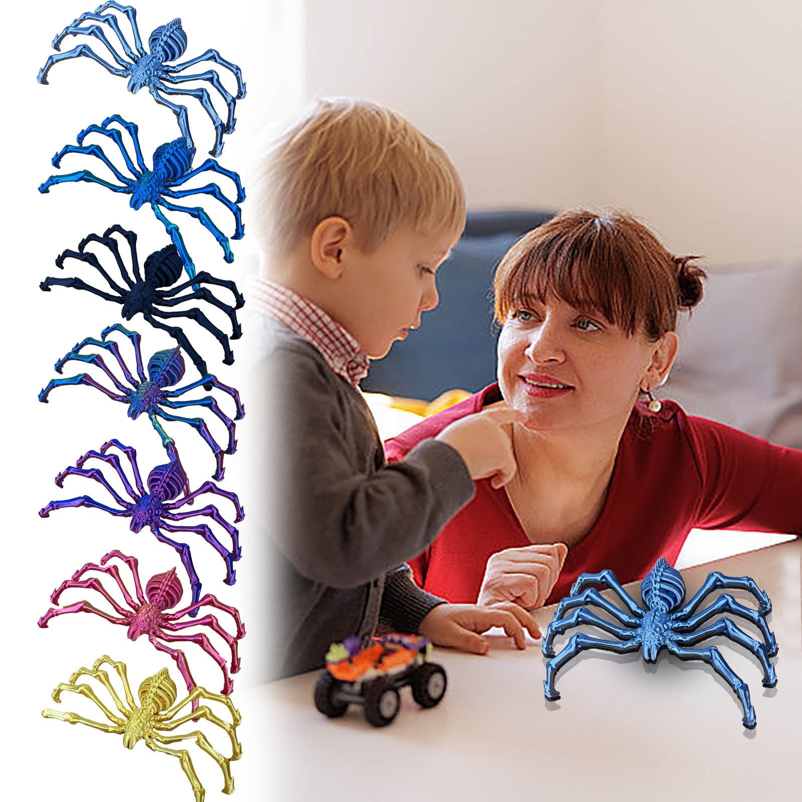 Dmlowu Halloween Decorations Spider Toy, 3D Printed Movable Contraction ...