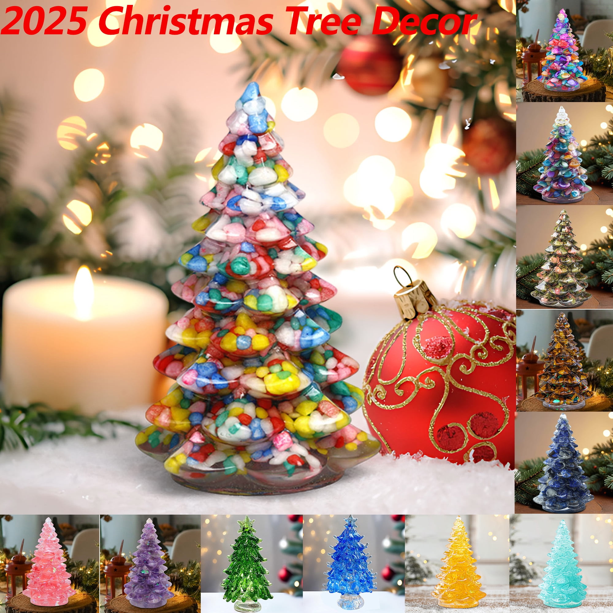 Dmlowu Resin Table Top Christmas Tree Ornament - Exquisite Small ...