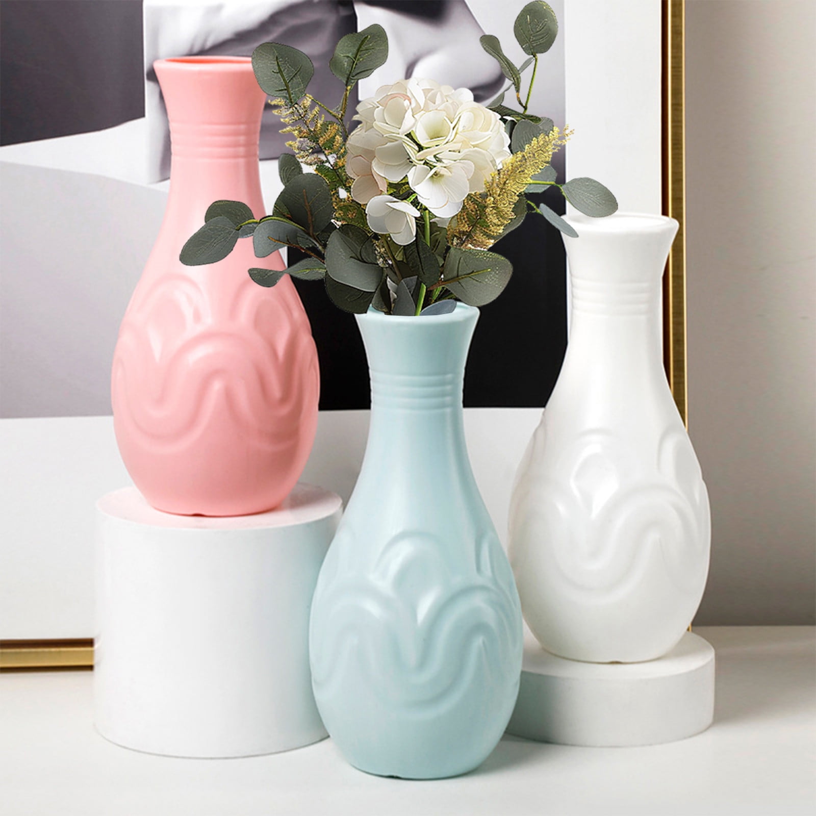 Dmlowu Vase Imitation Glazed Flower Vase, Lightweight Shatterproof ...