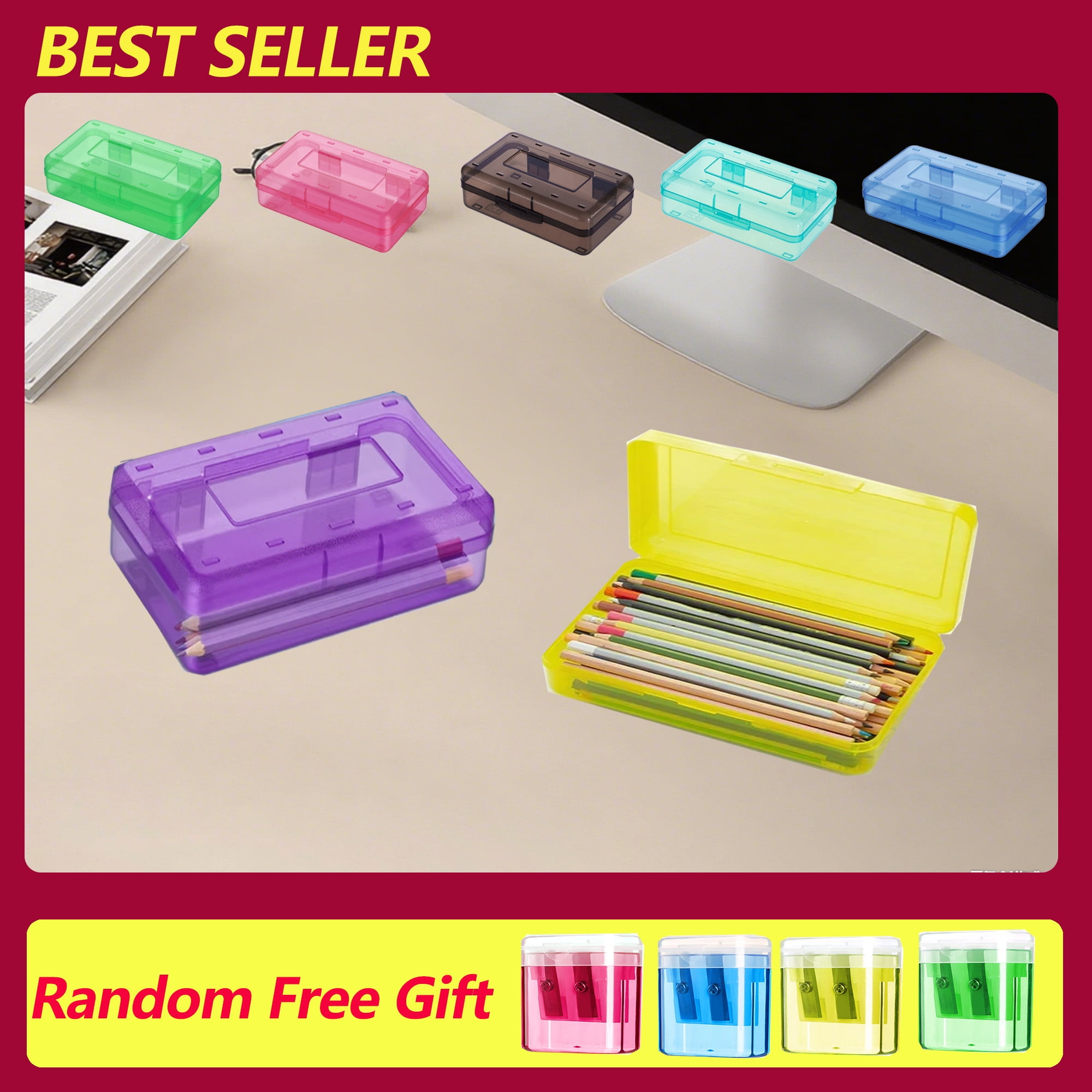 Dmolowu Pencil Case, Large Capacity Plastic Pencil Pouch Boxes Hard ...