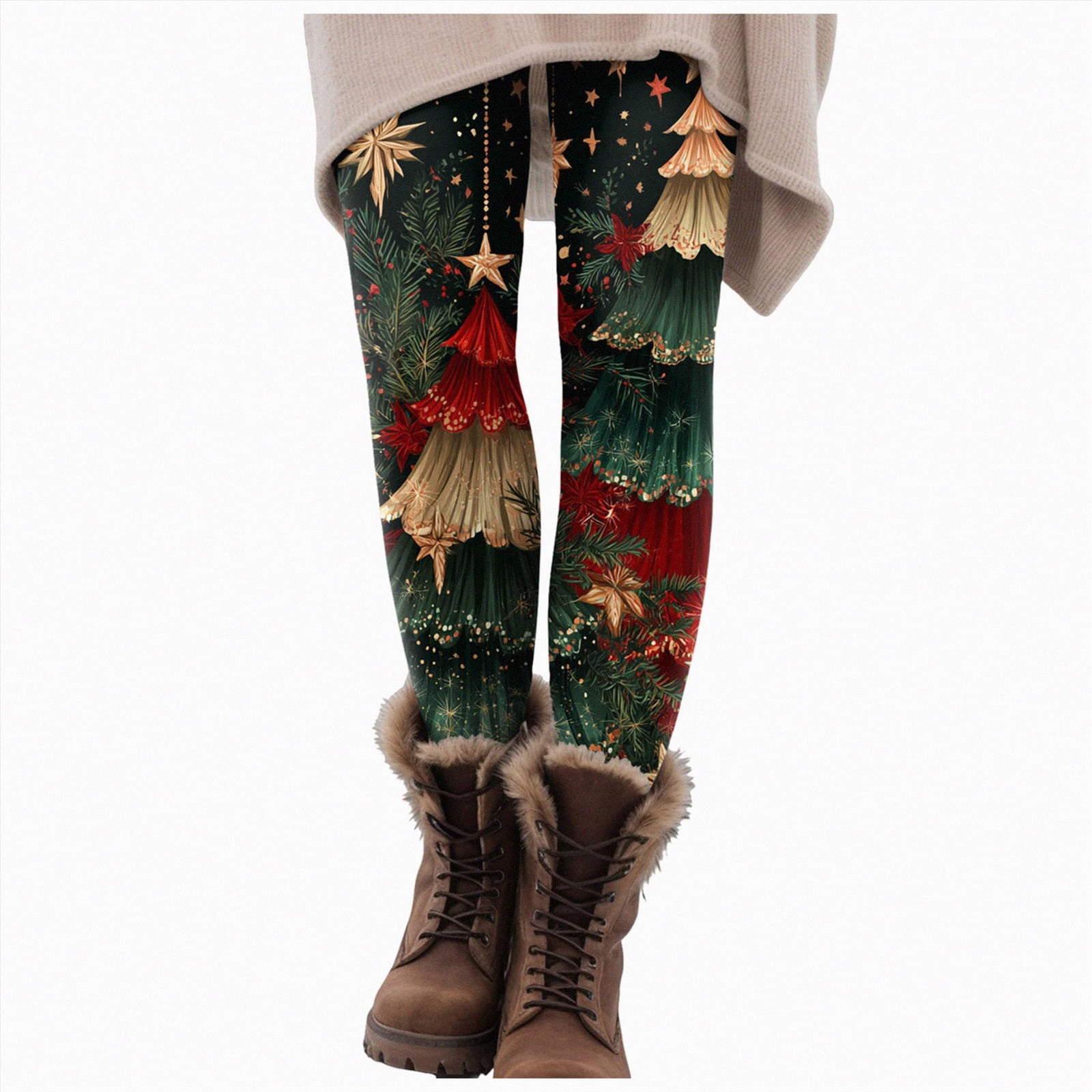 Dmsael Deer Leggings Christmas Leggings For Women Casual Fashion Xmas ...