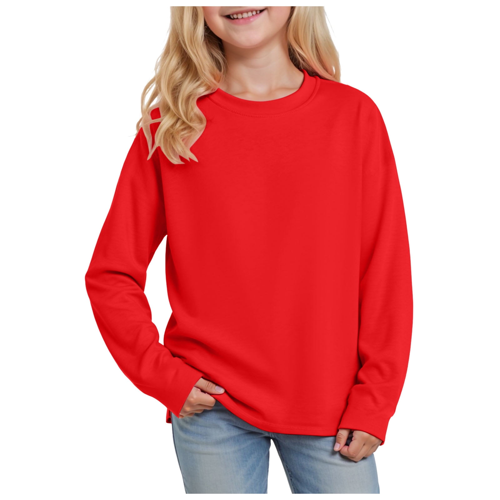 Dmsael Girls Long Sleeve Shirts Girls Long Sleeve Shirts Soft Cotton ...