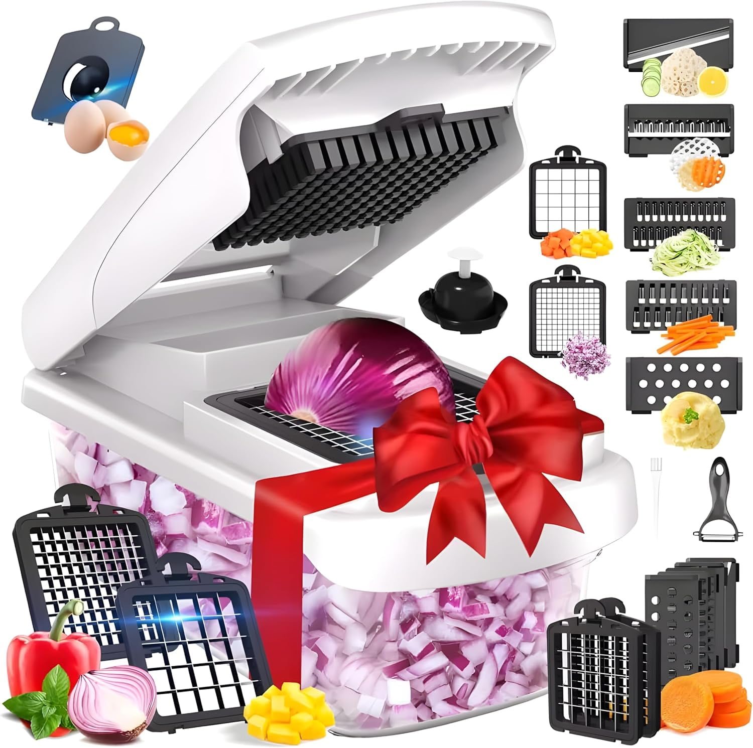 Dmxedts Heavy-Duty 15-in-1 Vegetable Chopper, Multi-Blade Food Chopper ...