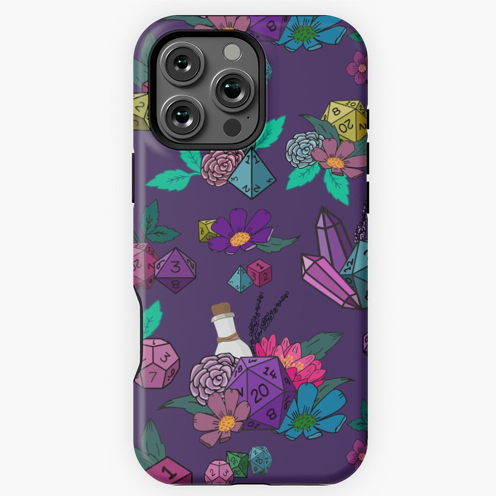 DnD Dice Pattern on Purple Gamer Phone Case for iPhone 16 15 14 13 12 ...