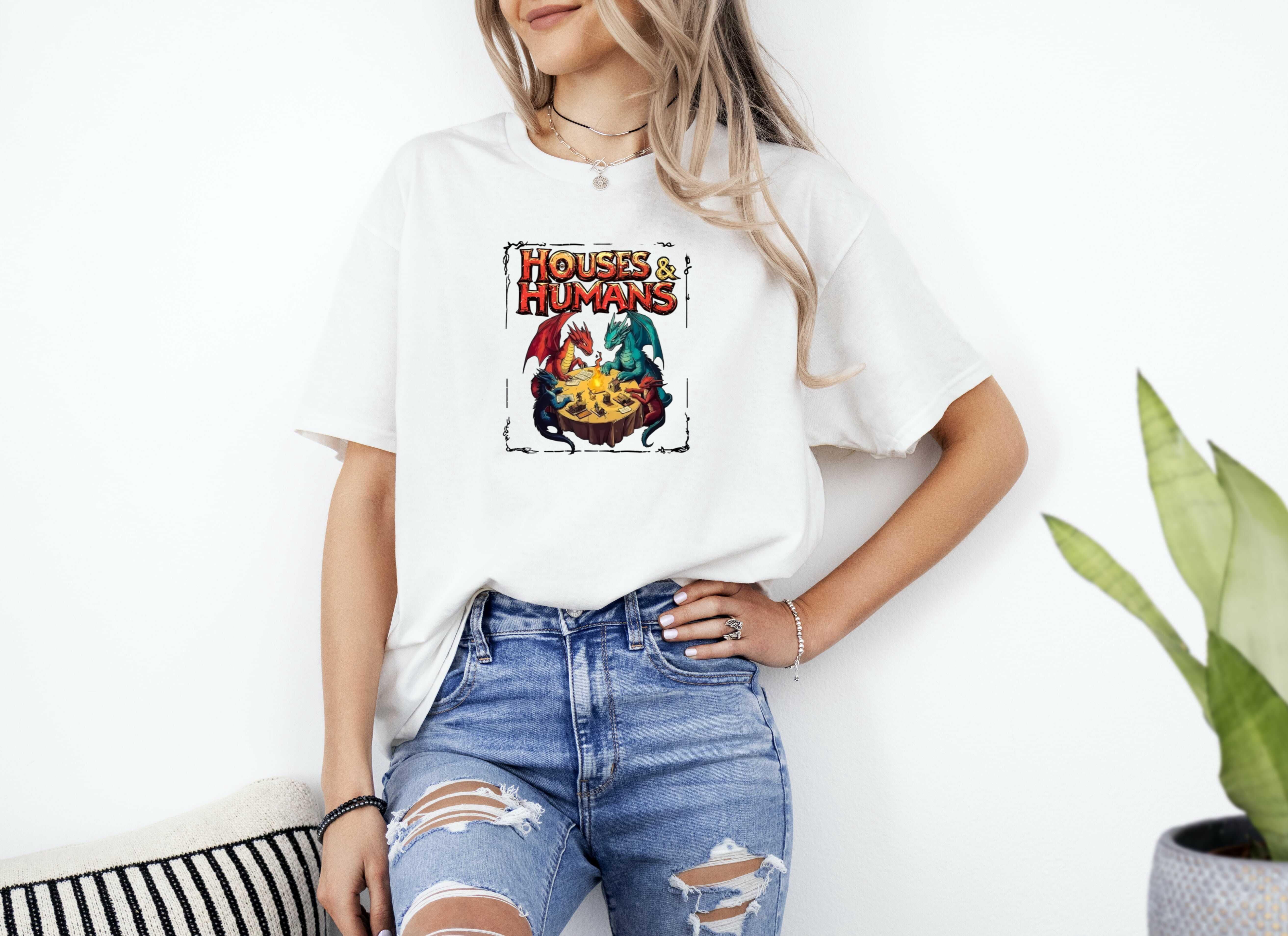 DnD Inspired Graphic With Houses And Humans Vintage Joke Vibe T-Shirt ...
