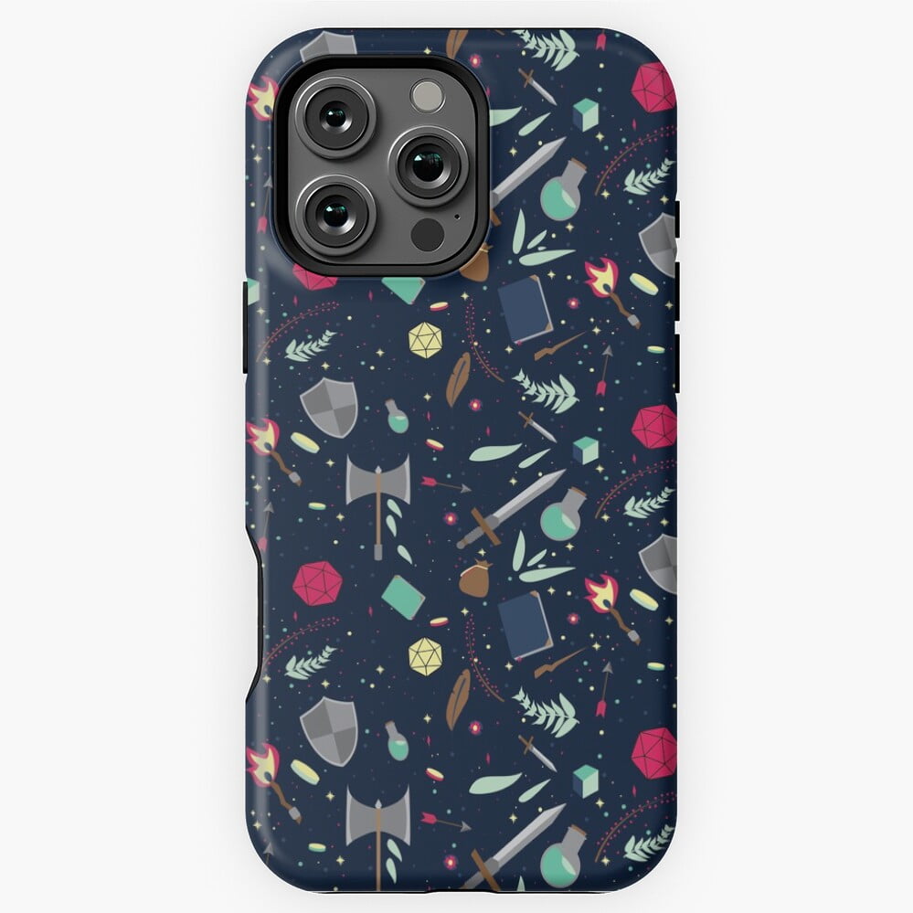 DnD Items Pattern Gamer RPG Phone Case for iPhone 16 15 14 13 12 11 Pro ...