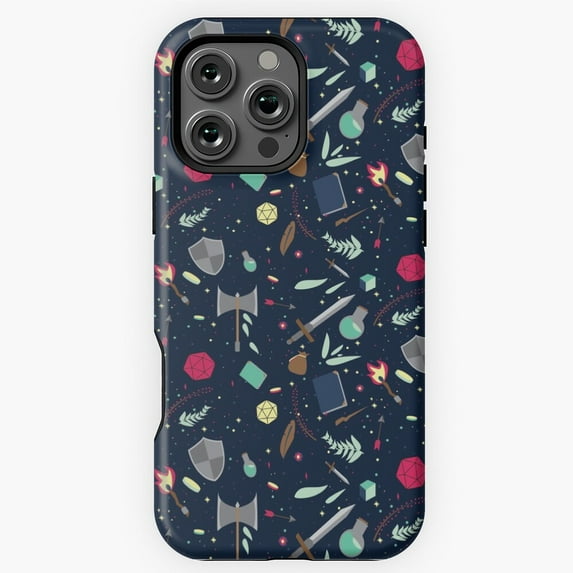 DnD Items Pattern Gamer RPG Phone Case for iPhone 16 15 14 13 12 11 Pro ...