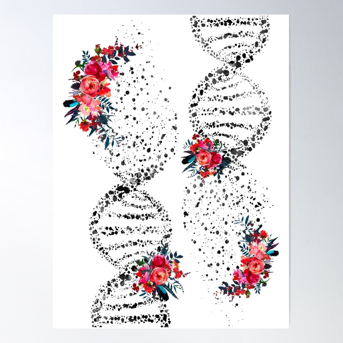 Dna, Watercolor Art,Dna Double Helix Genetic Poster Wall Art, Modern ...