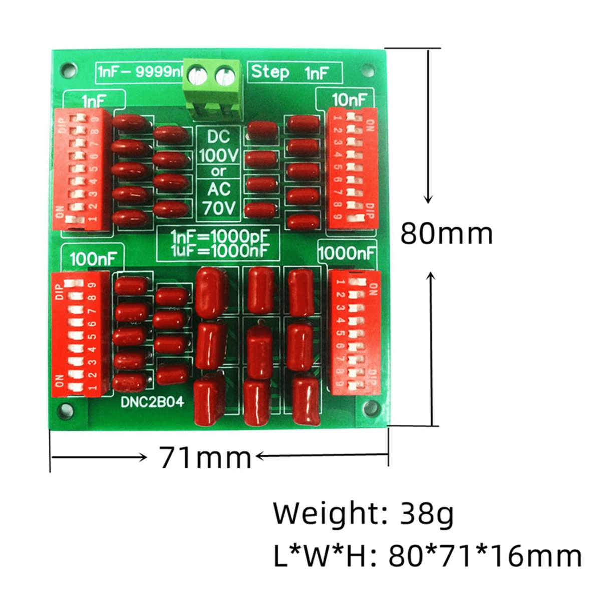 Dnc2B04 1Nf to 9999Nf Step-1Nf Four Decades Programmable Capacitor Board Polypropylene Film ...