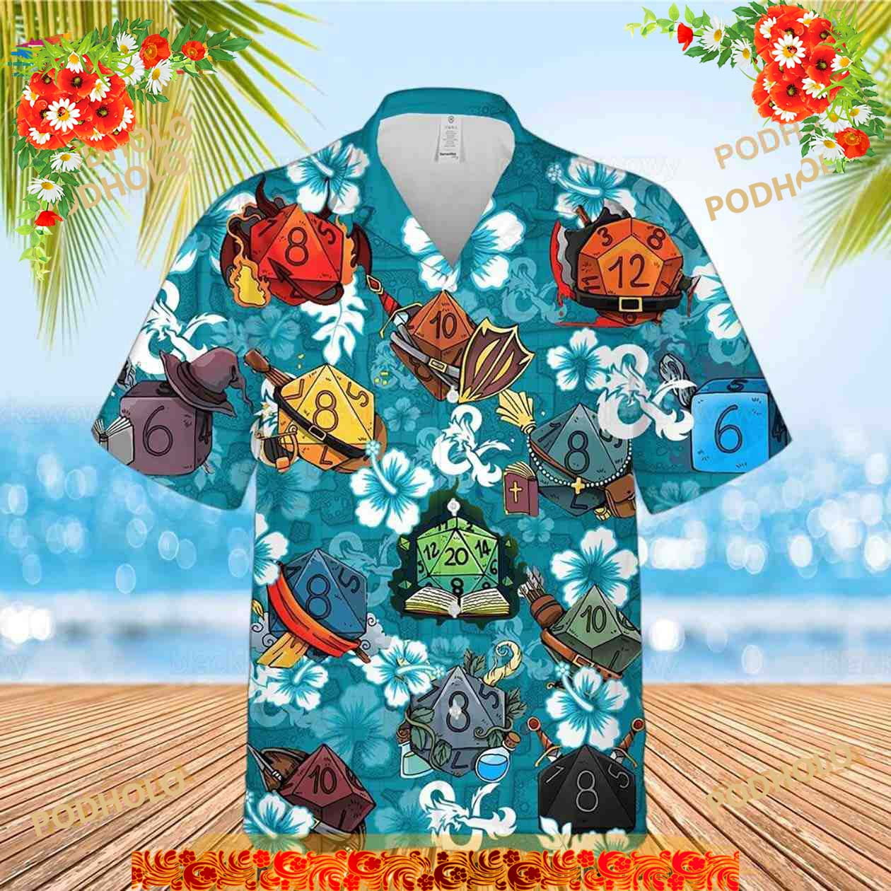 Dnd Dice Hawaiian Shirt, Dice Sword Book Hawaii Aloha Shirt - Walmart.com