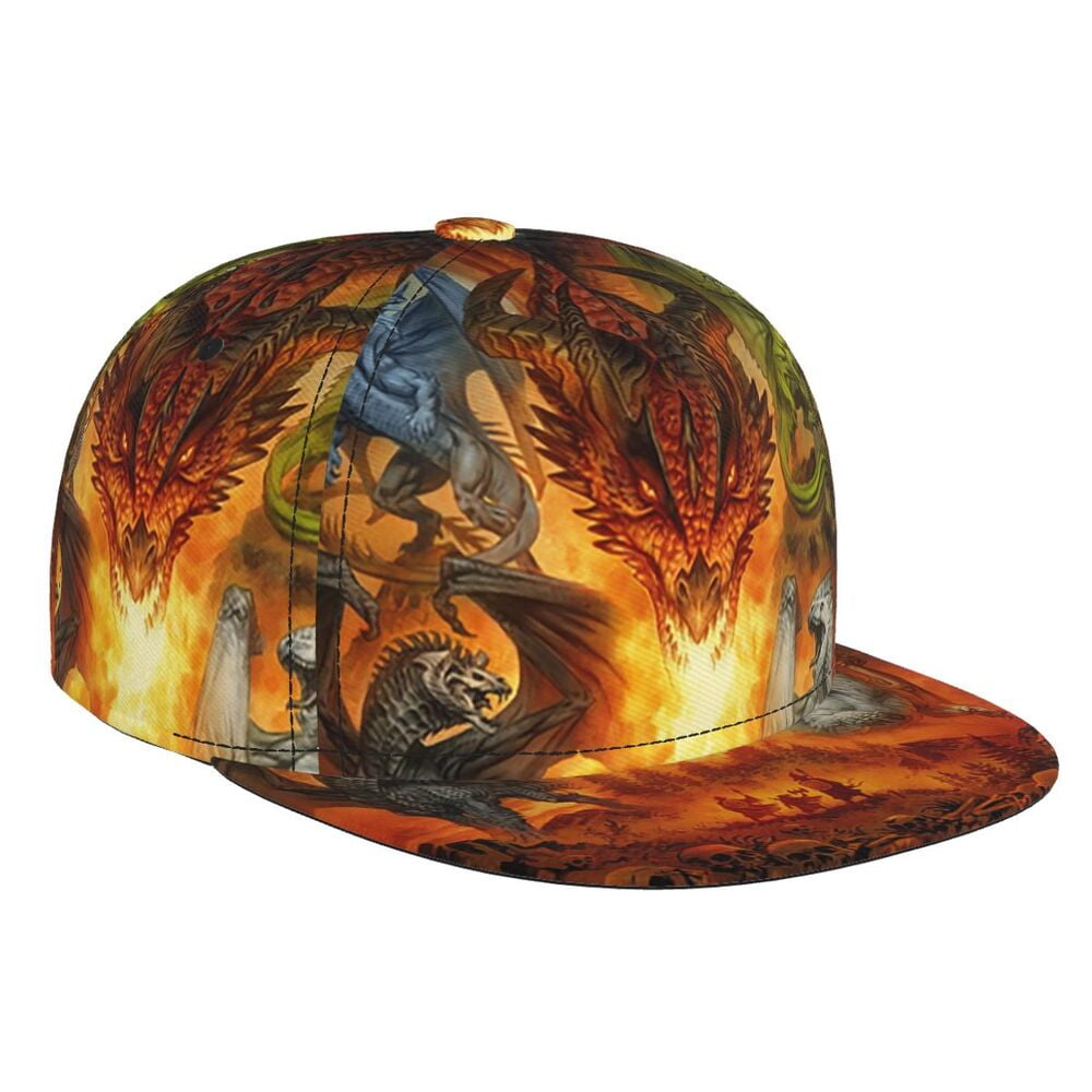 Dnd Dungeons and Dragons Adjustable Flat Brim Baseball Cap Snapback Hat ...