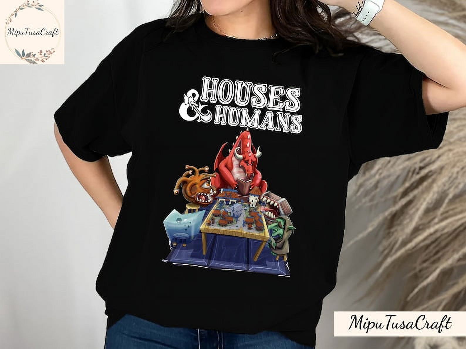Dnd Houses And Humans Parody Funny Dungeons Roleplay Game T-Shirt ...