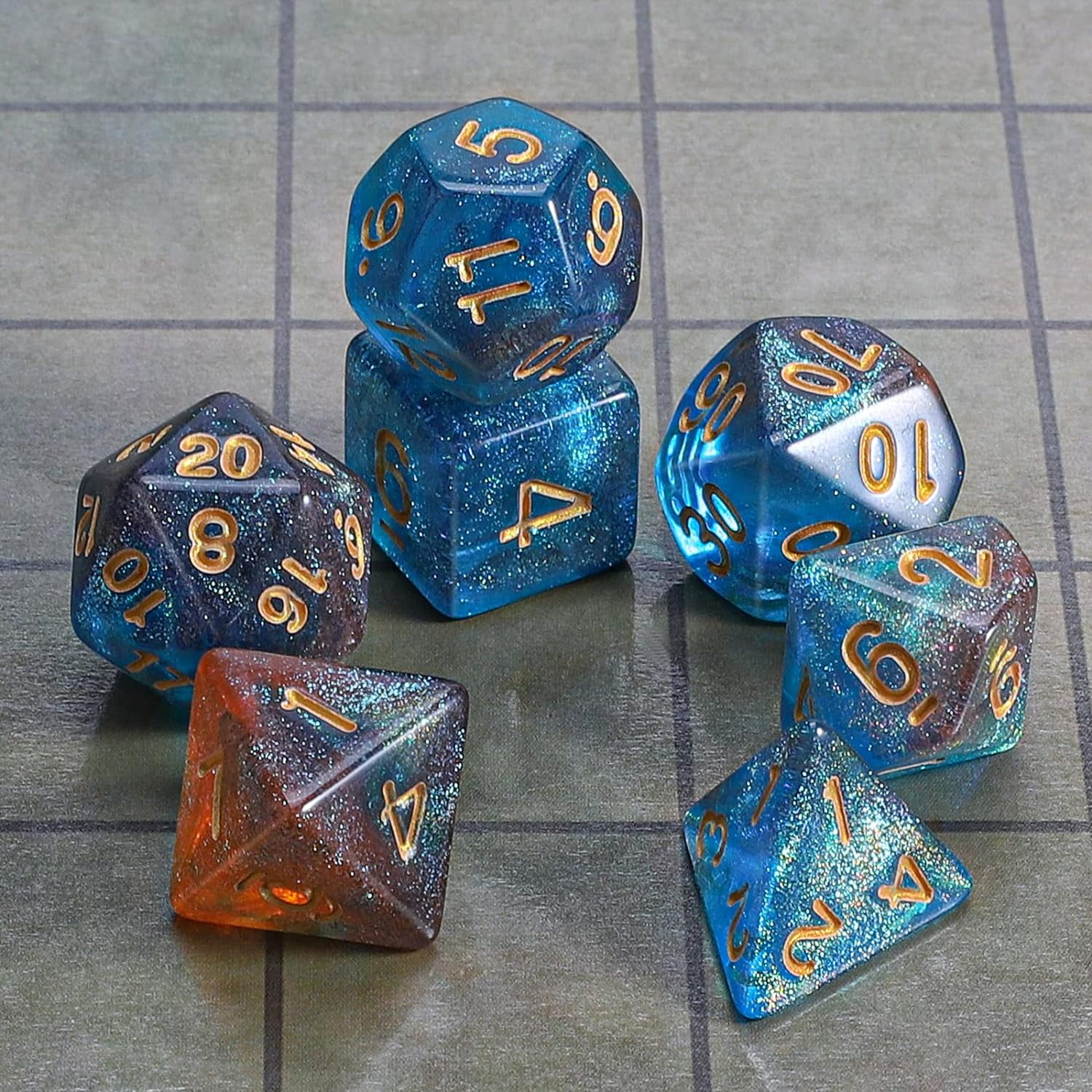 Dnd Polyhedral Dice Set With A Black Dice Bag For Dandd Rpg Mtg Role