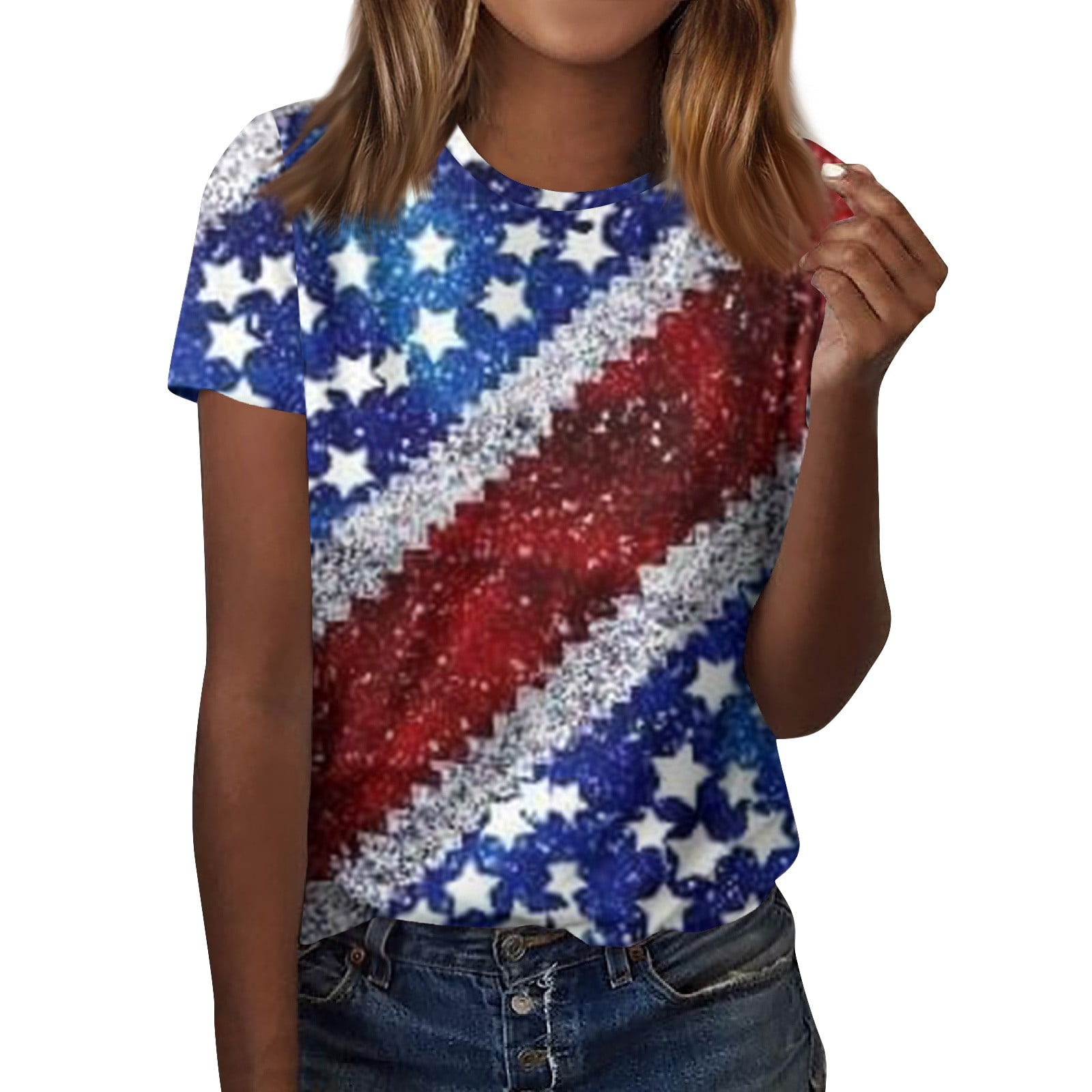 Dndkilg American Flag T Shirt For Women 4th Of July Shirts Patriotic