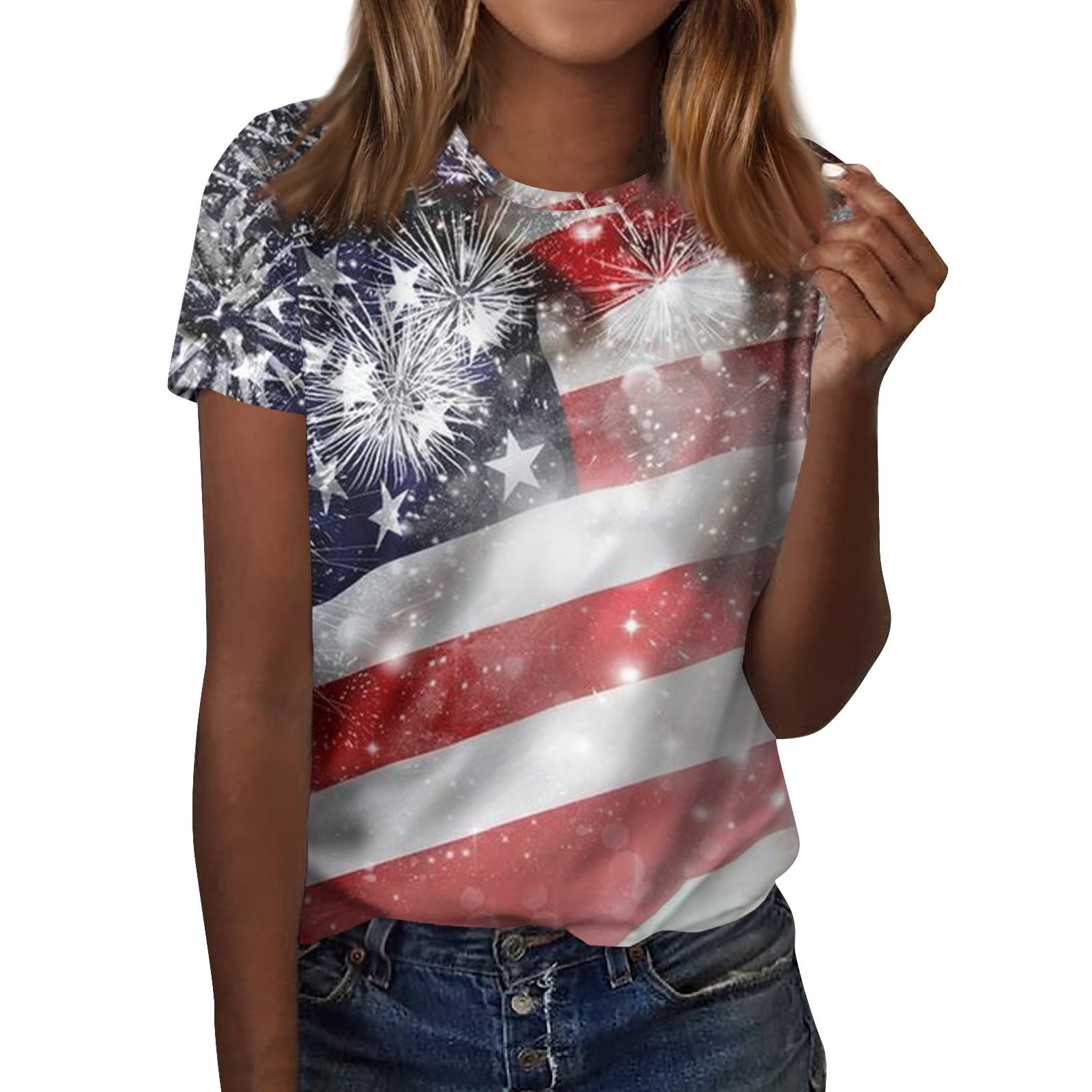 Dndkilg American Flag T Shirt For Women 4th Of July Shirts Patriotic