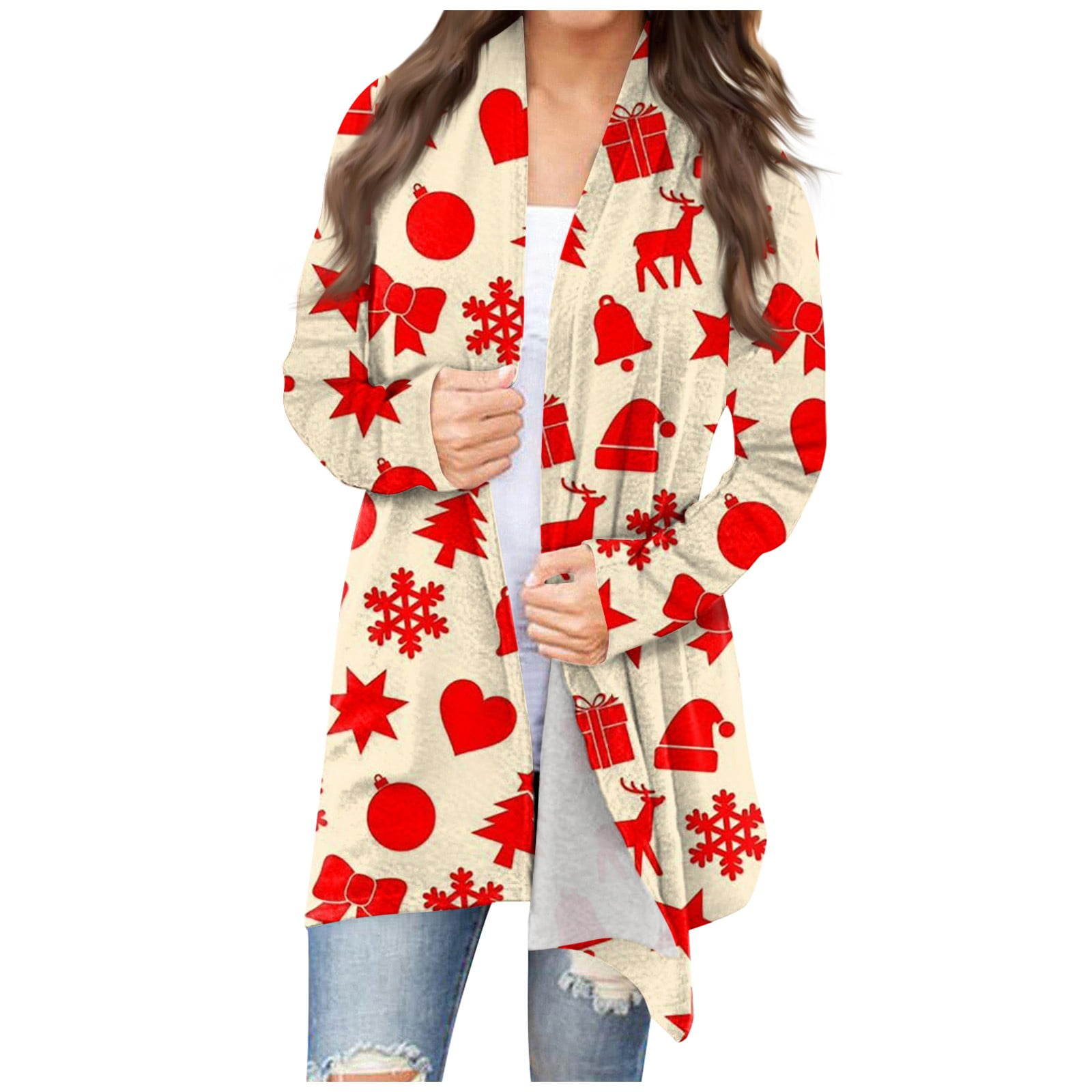 Dndkilg Christmas Cardigan for Womenlong Christmas Plaid Lightweight Long Sleeve Women Christmas ...