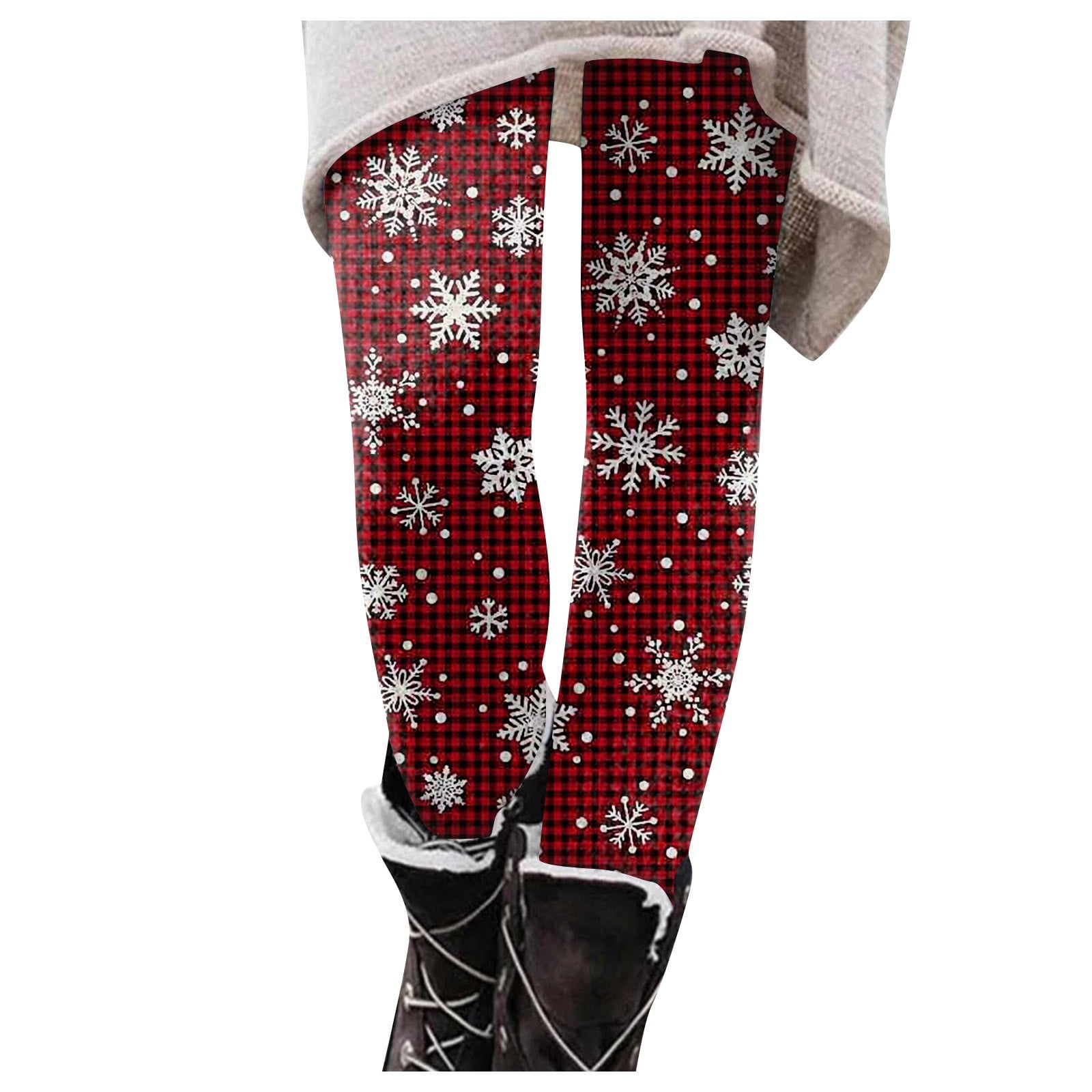Dndkilg Christmas High Waisted Leggings for Women Snowflake Print Soft ...