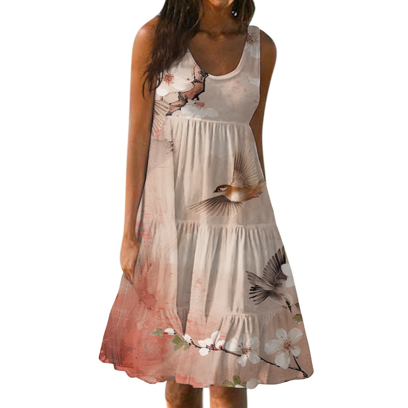Dndkilg Dresses For Women 2024 Summer Floral Beach Dress Plus Szie