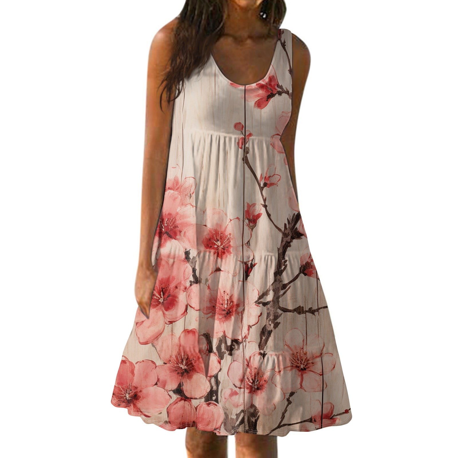 Dndkilg Dresses for Women 2024 Summer Floral Beach Dress Plus Szie ...