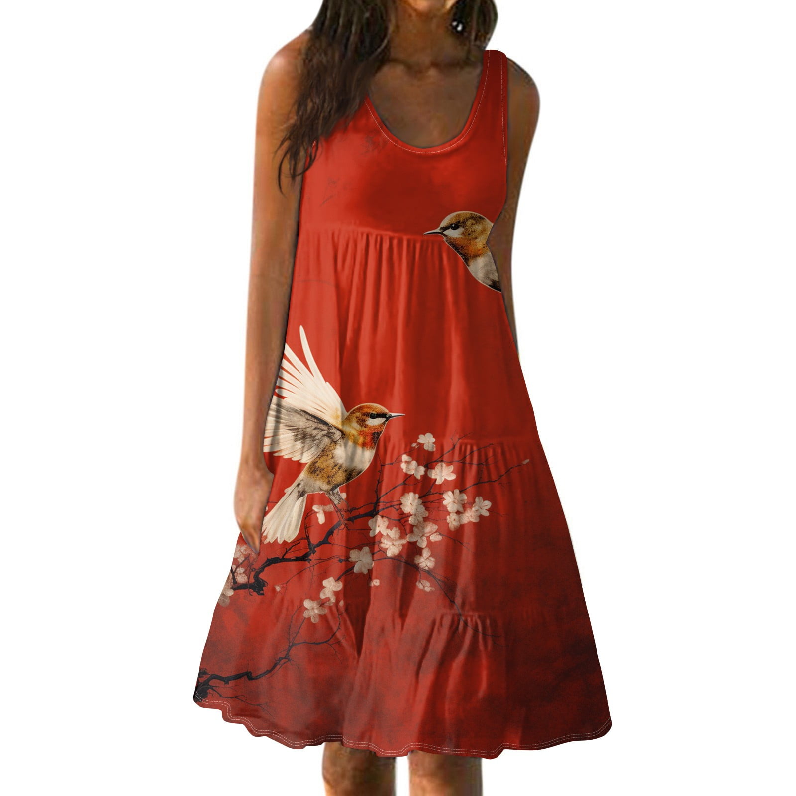 Dndkilg Dresses For Women 2024 Summer Floral Beach Dress Plus Szie