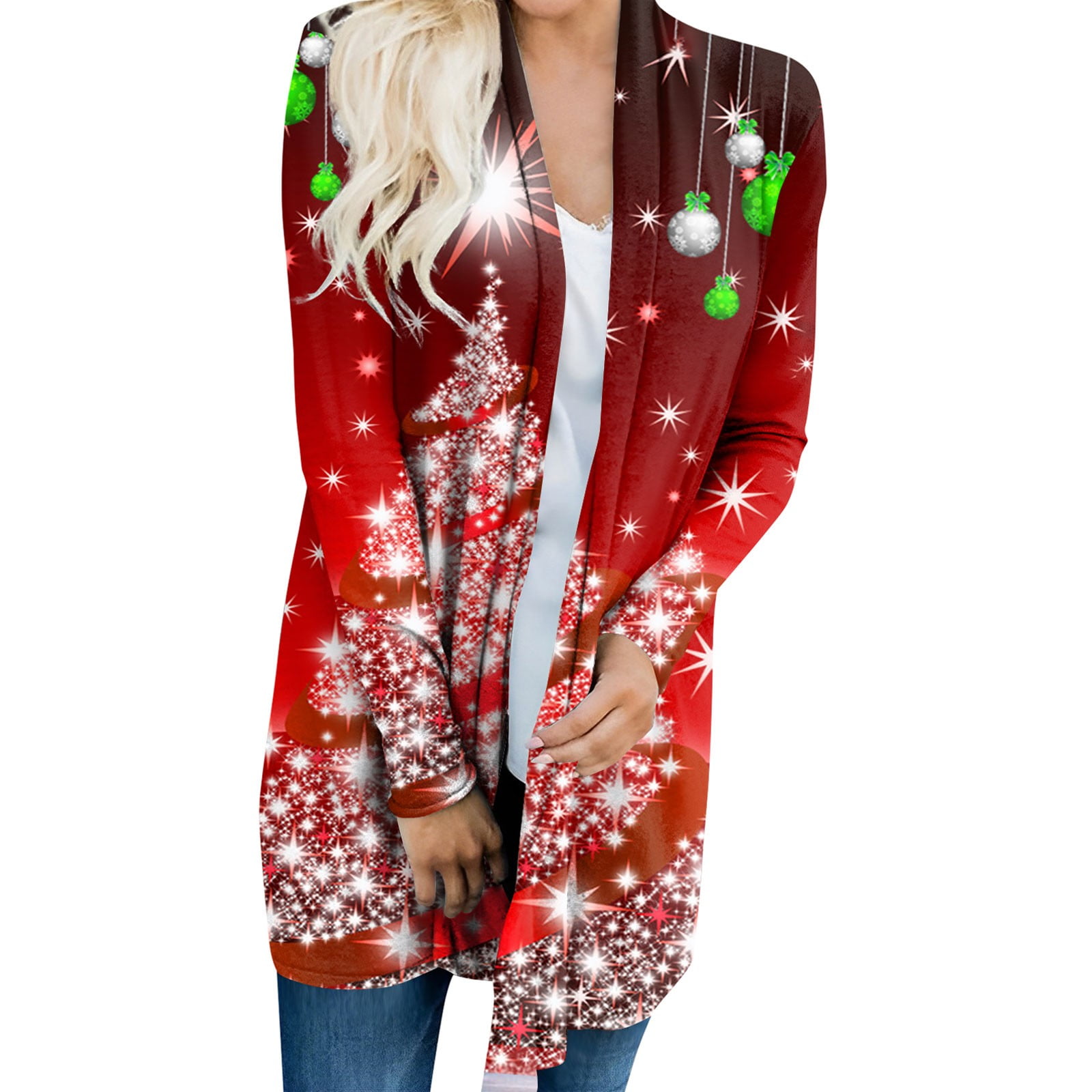 Dndkilg Ladies Plus Size Christmas Cardigan Christmas Tree Print Funny ... Dndkilg Ladies Plus Size Christmas Cardigan Christmas Tree Print Funny ...