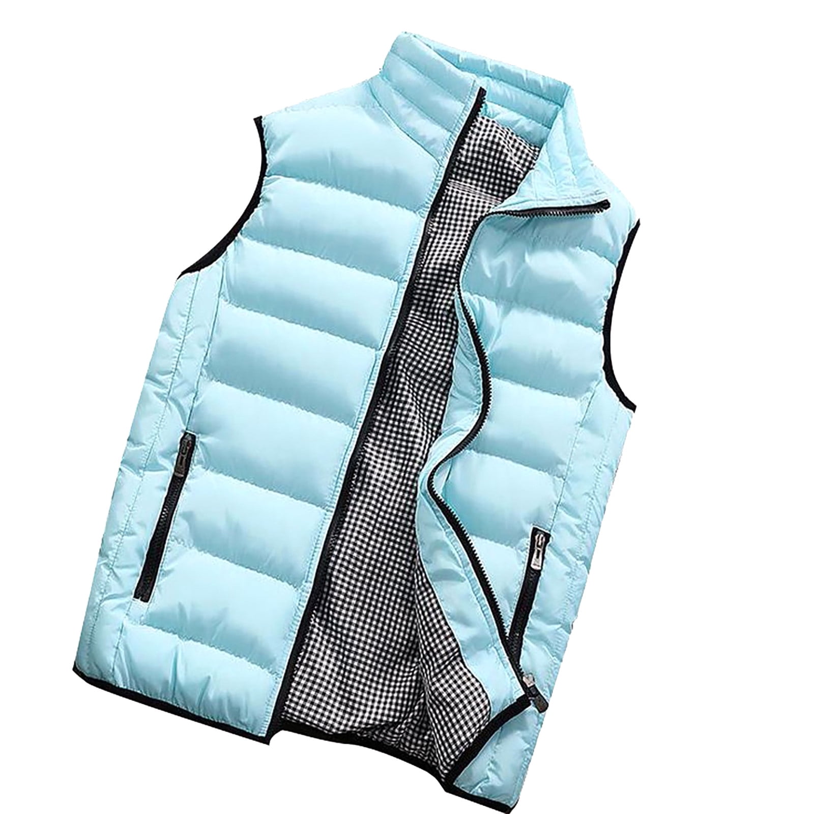 Dndkilg Light blue Vest For Men Puffer Zip Up Padded Winter Coat ...