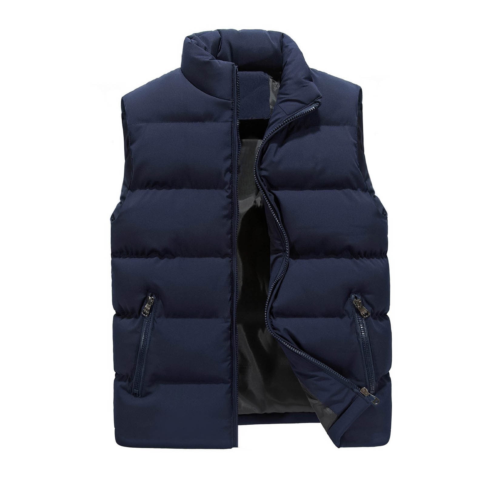 Dndkilg Men's Vests For The Cold Pockets Zip Up Puffer Padded Jacket ...