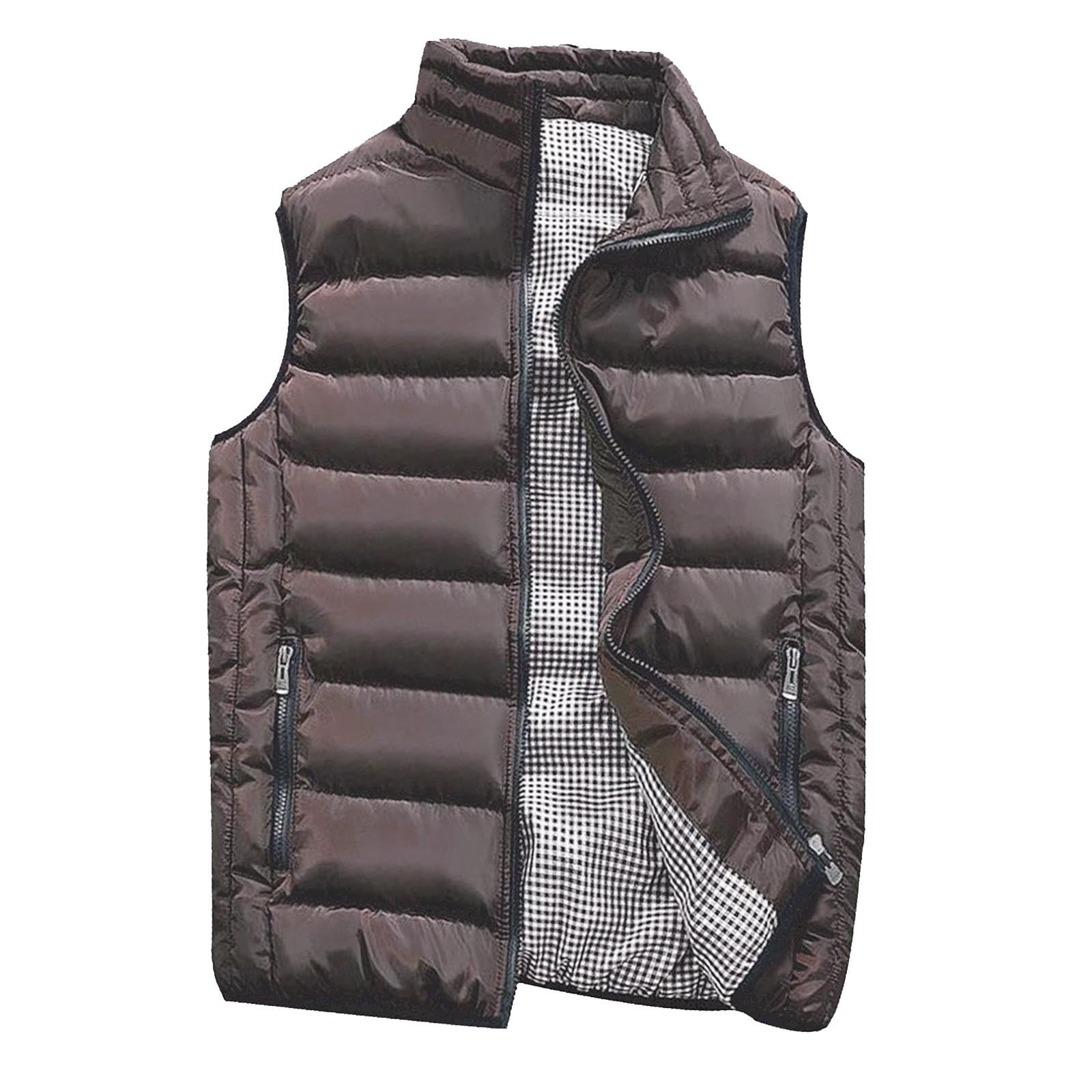 Dndkilg Puffy Vests For Men Pockets Padded Puffer Zip Up Jacket Winter ...