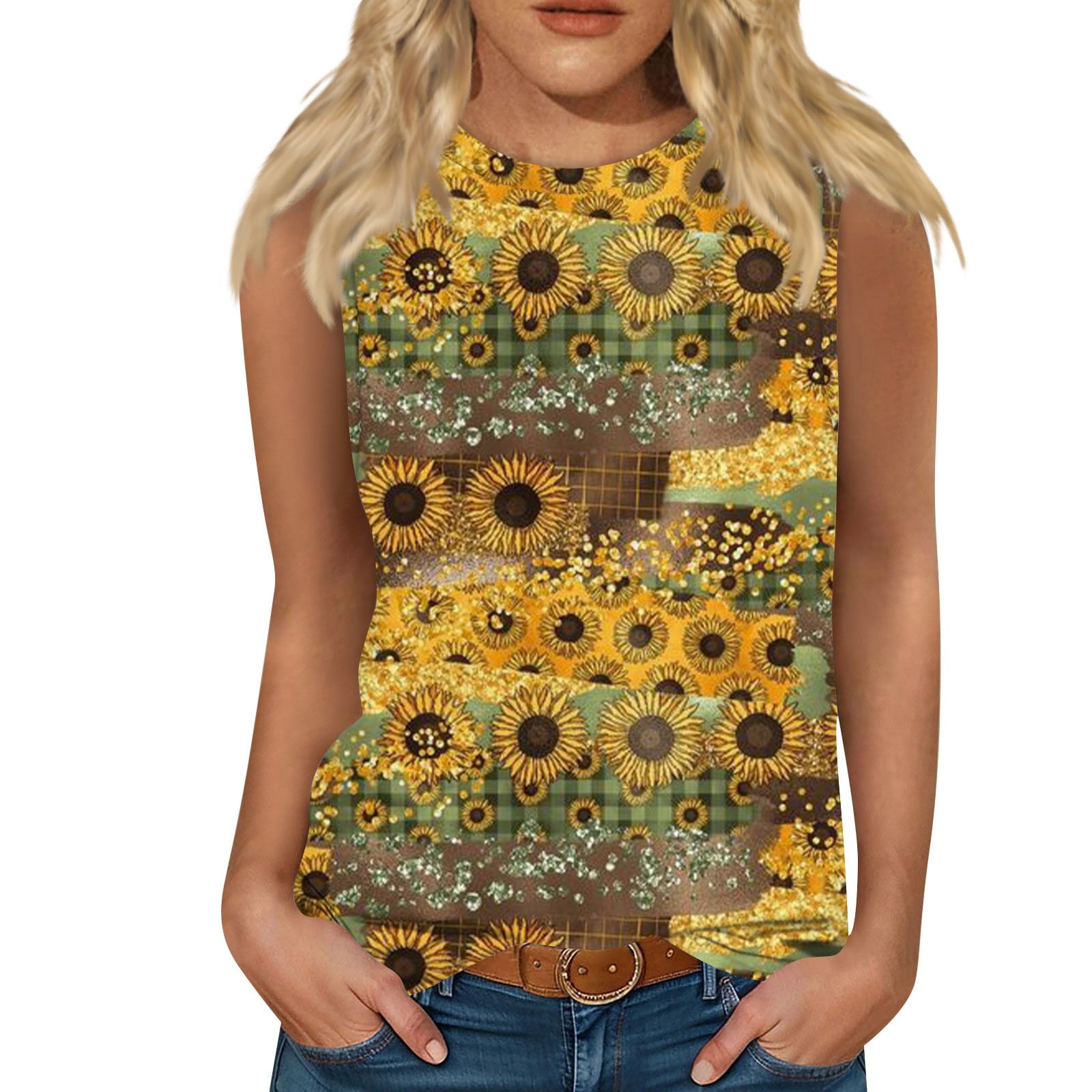 Dndkilg Sunflower Tank Tops Women Sunflower Graphic Tees Shirts Summer ...