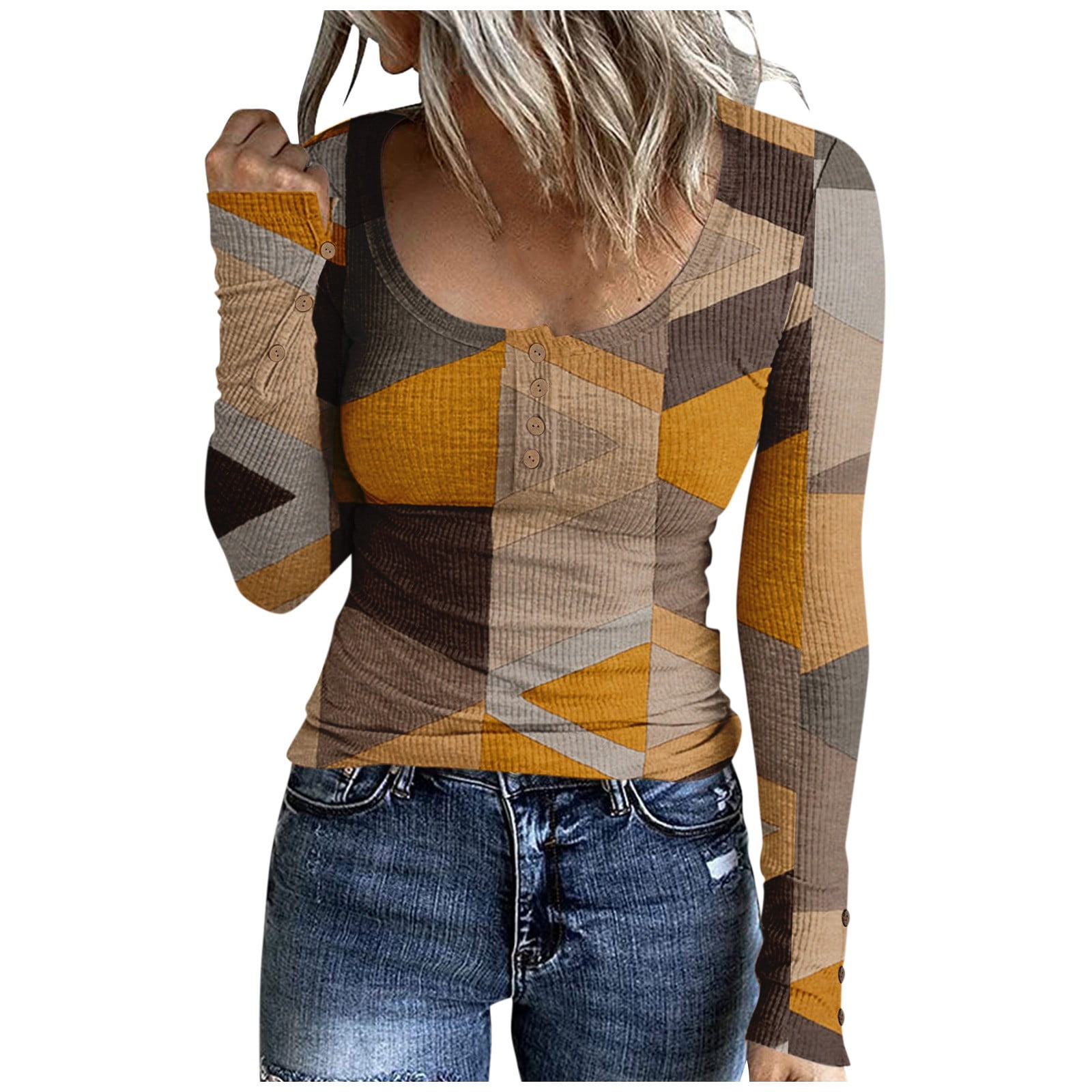 Dndkilg Women Blouses for Work Button Down Henley Teacher Shirts for ...