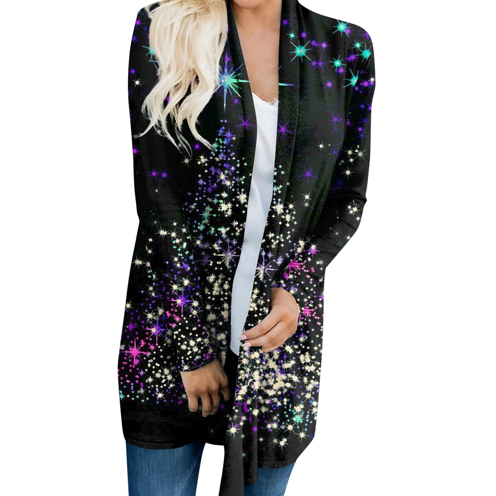 Dndkilg Women's Cardigan Christmas Christmas Tree Print Long Sleeve ... Dndkilg Women's Cardigan Christmas Christmas Tree Print Long Sleeve ...