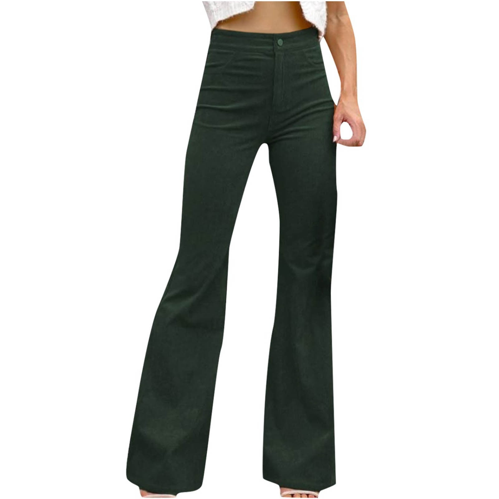 Dndkilg Womens Corduroy Flare Pants High Waist Bell Bottom Pants