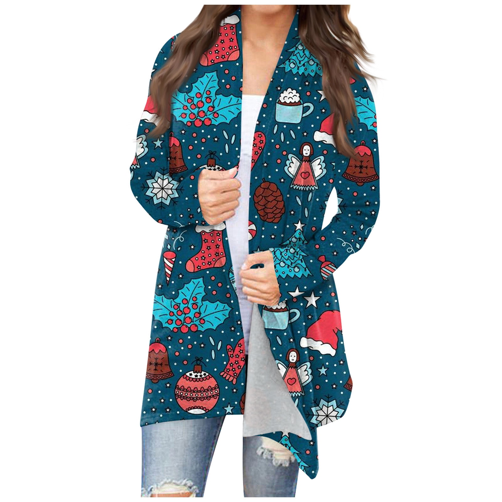 Dndkilg Womens Christmas Cardigan Sweater Christmas Snowman Lightweight Long Sleeve Funny ...