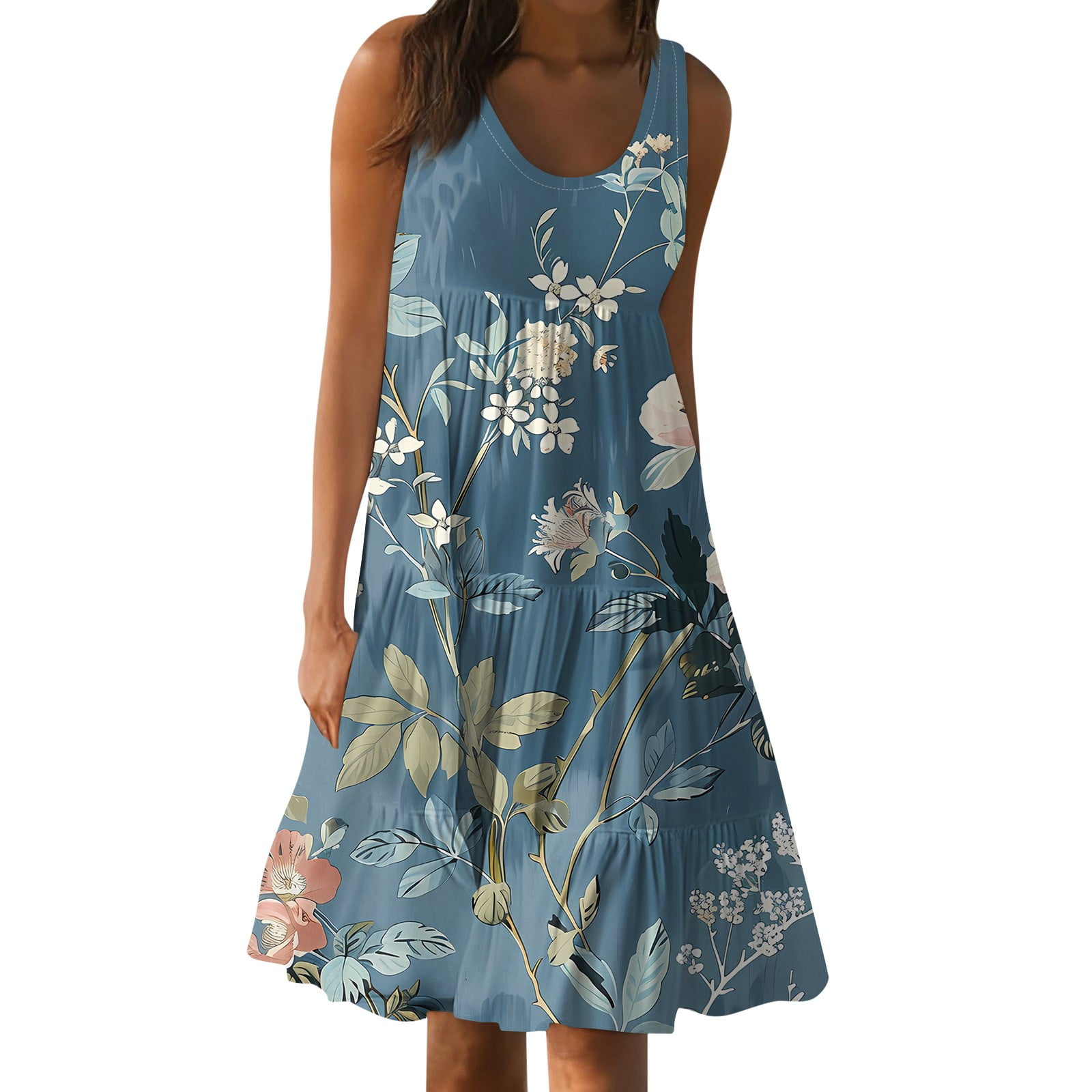 Dndkilg Womens Plus Size Summer Dresses Boho Floral Sleeveless Loose ... Dndkilg Womens Plus Size Summer Dresses Boho Floral Sleeveless Loose ...