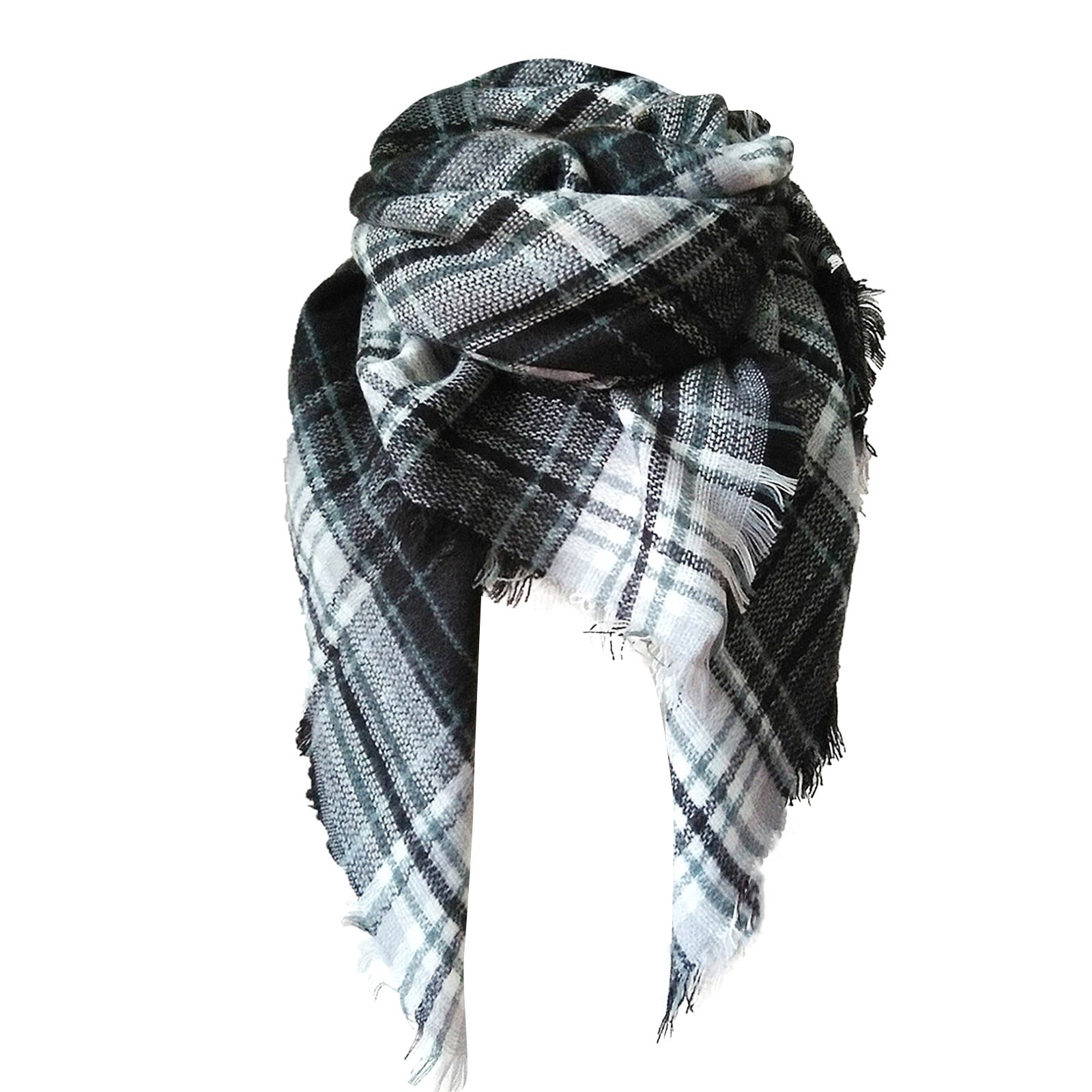 Dndkilg Womens Scottish Tartan Dressy Blanket Poncho Large Scarves ...