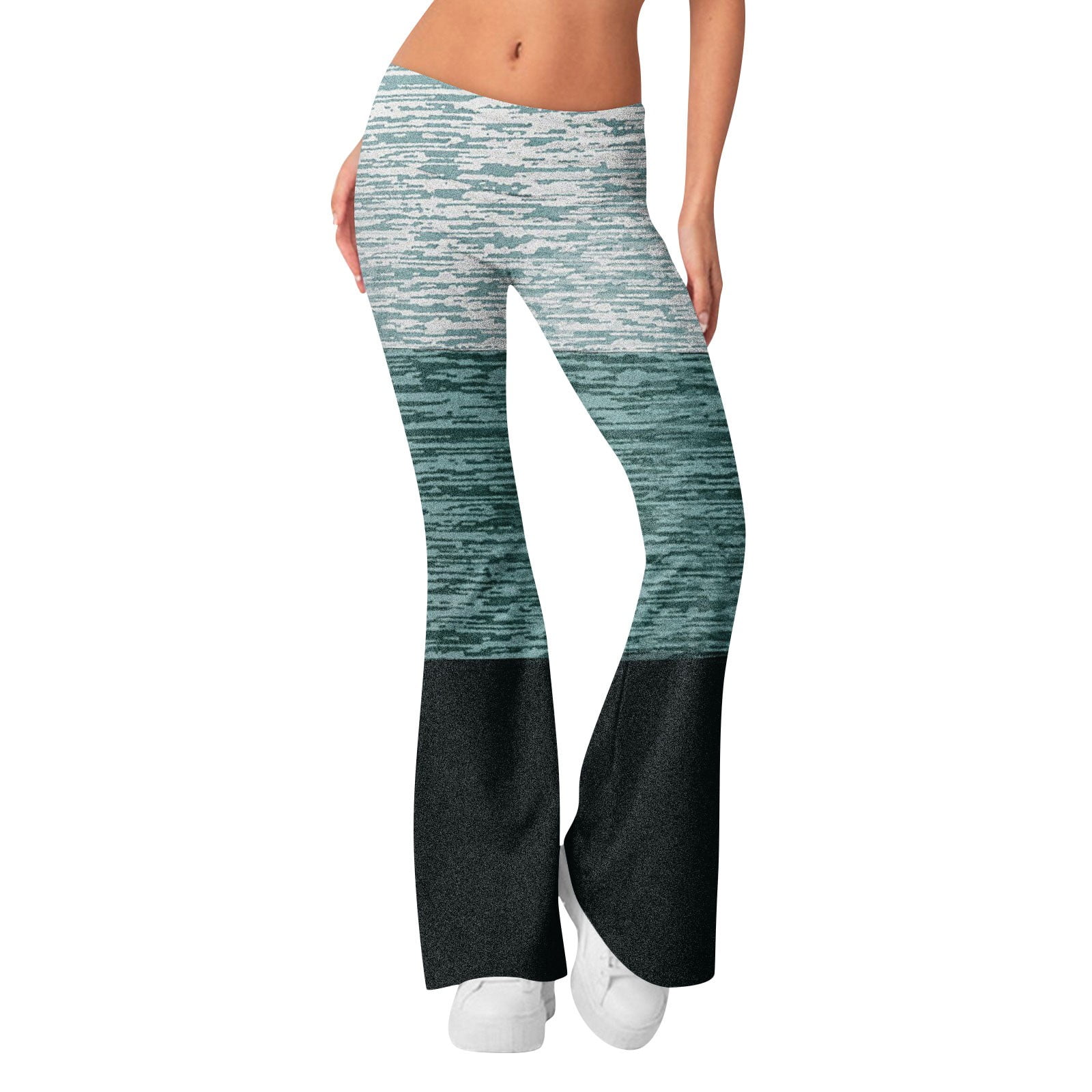 Dndkilg Yoga Pants Women Flare Color Block Bootcut Petite Low Waist ...