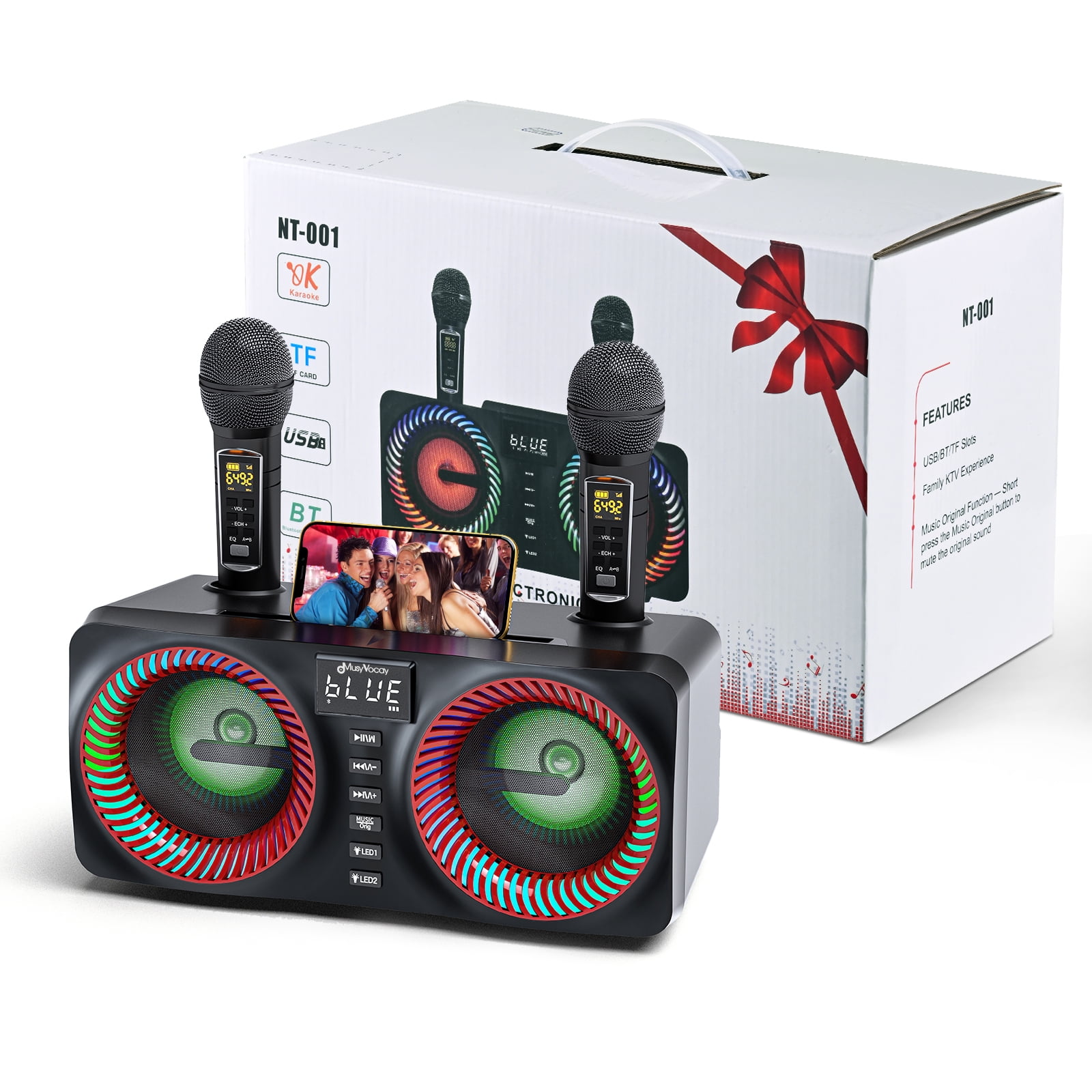 DnnDmn Karaoke Machine Portable Bluetooth PA System with Rechargeable ...