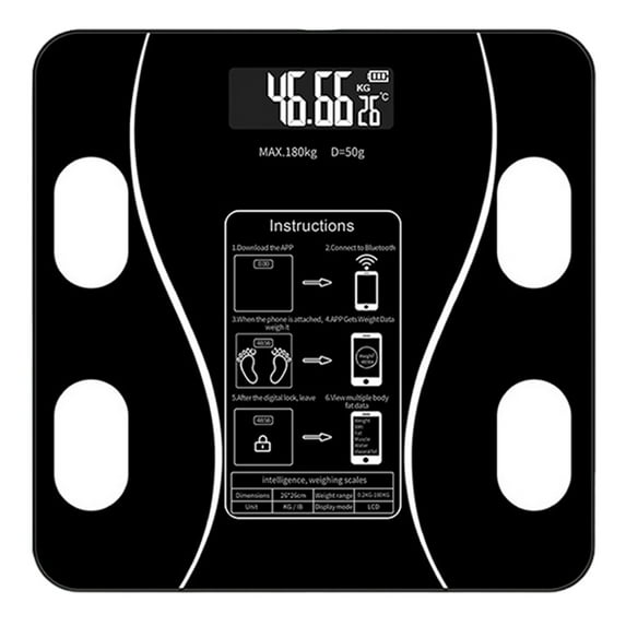 Dnogom Smart Bluetooth Body Composition Scale with Temp Display,180kg ...