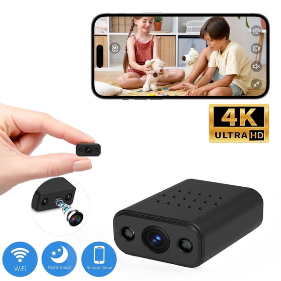 DNXNIAIFY Mini WiFi Surveillance Camera, 4K HD, Night Vision, Motion ...