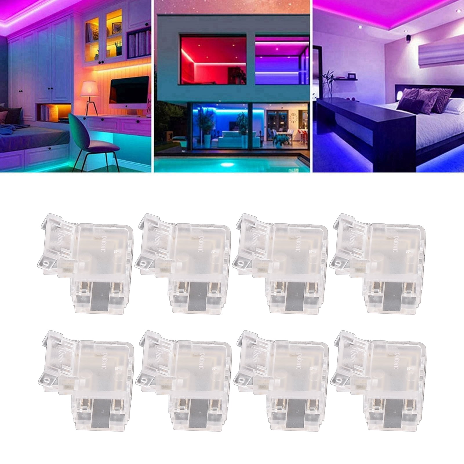 Dnzceghtig 8PCS L Shaped LED Light Strip Connectors 4 Pin 10mm ...