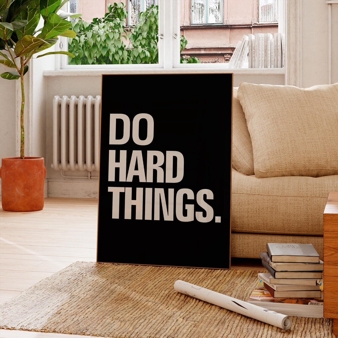 Do Hard Things Motivational Wall Art Minimalist Black Gym Office ...
