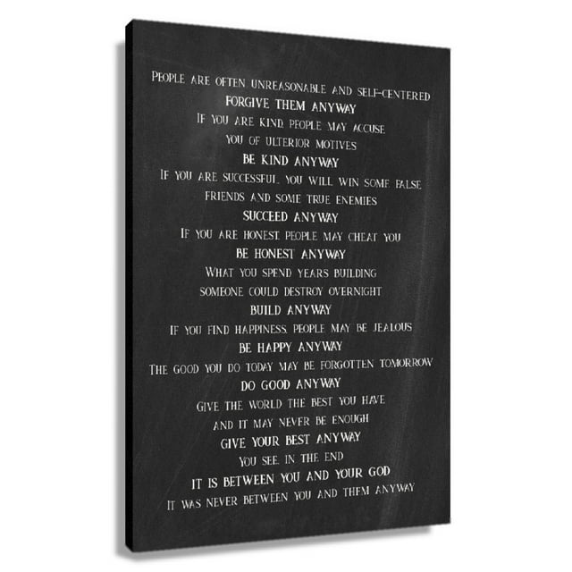 Do It Anyway Poem Wall Art Mother Theresa Quotes Poster for Bedroom ...