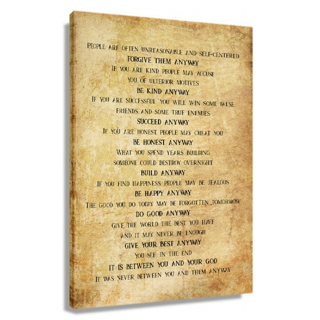 Do It Anyway Poem Wall Decor Mother Theresa Quotes Poster Landscape ...