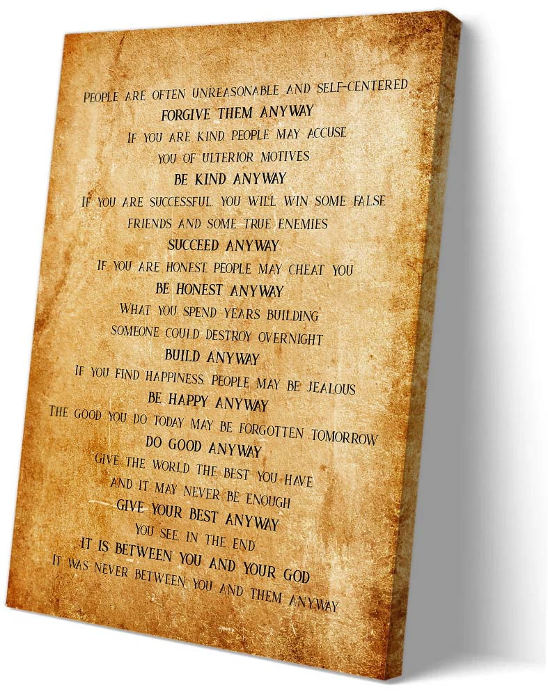 Do It Anyway Theresa Poem Wall Art Be Kind Anyway Poster Printing ...