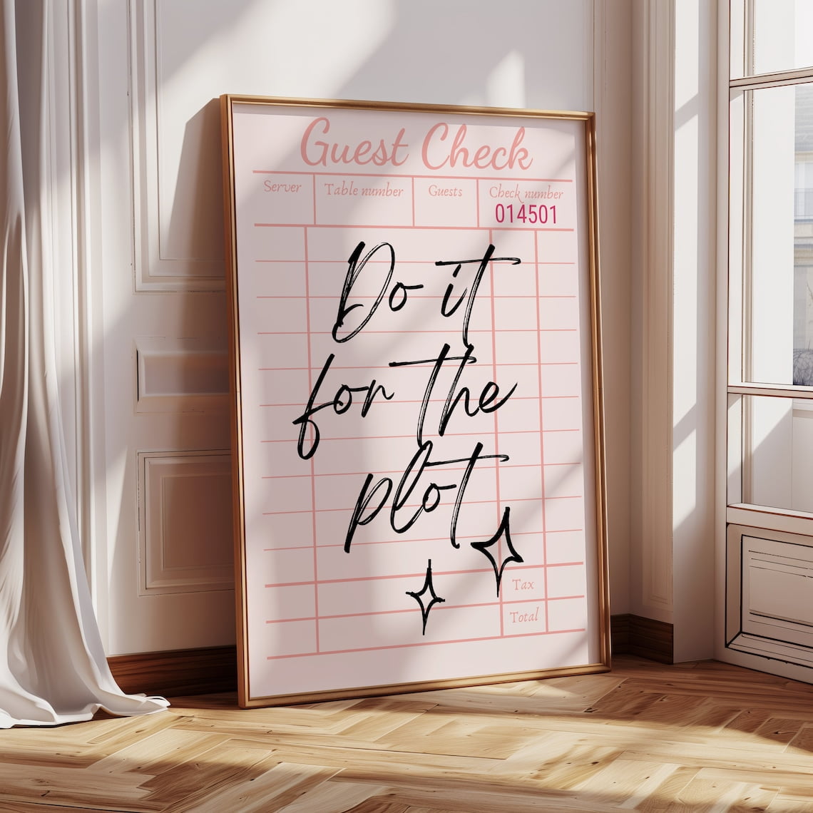 Do It For The Plot, Guest Check Print, Girly Room Decor, Home Decor ...