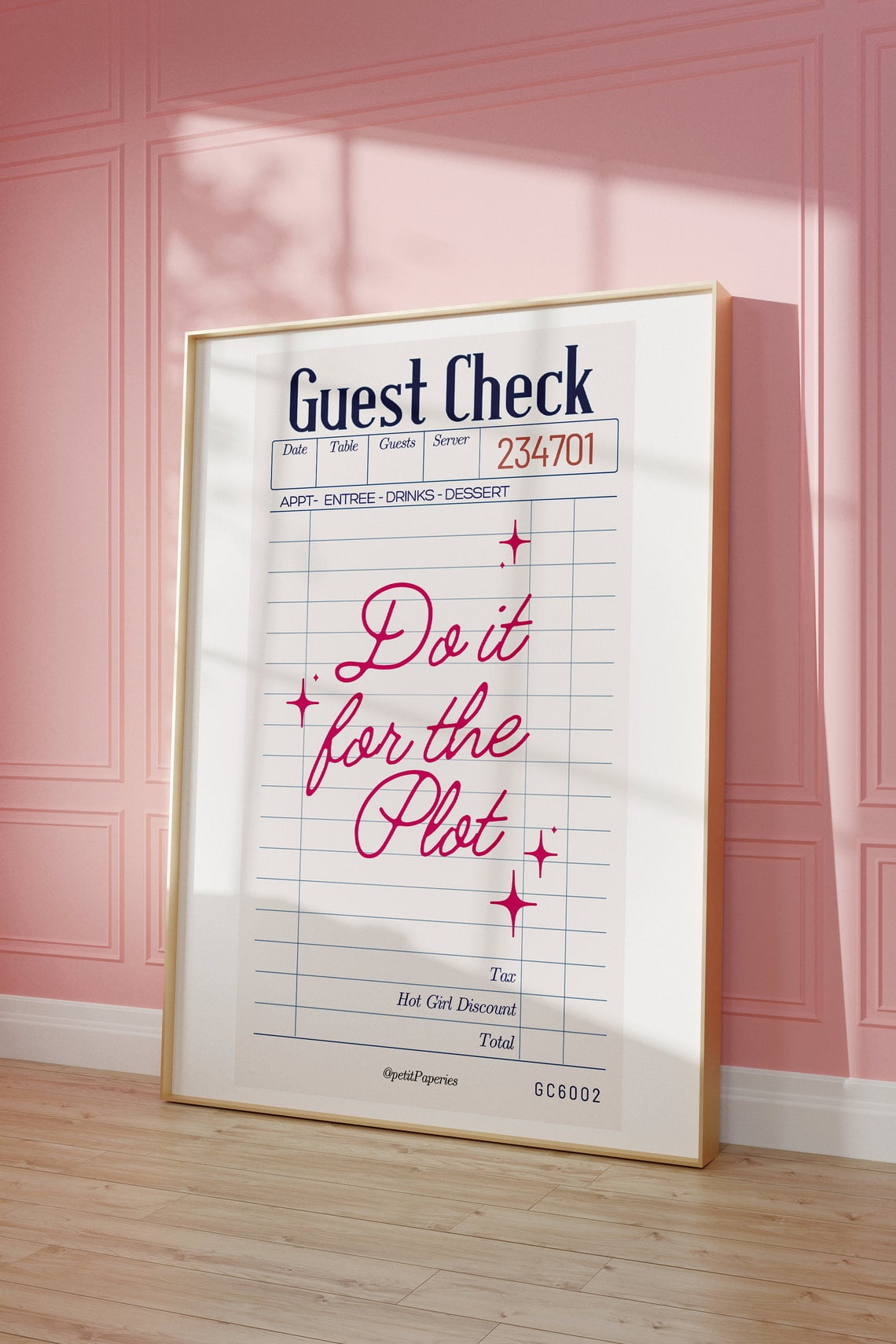 Do It For The Plot Guest Check Print, Retro Wall Art, Typography Poster ...