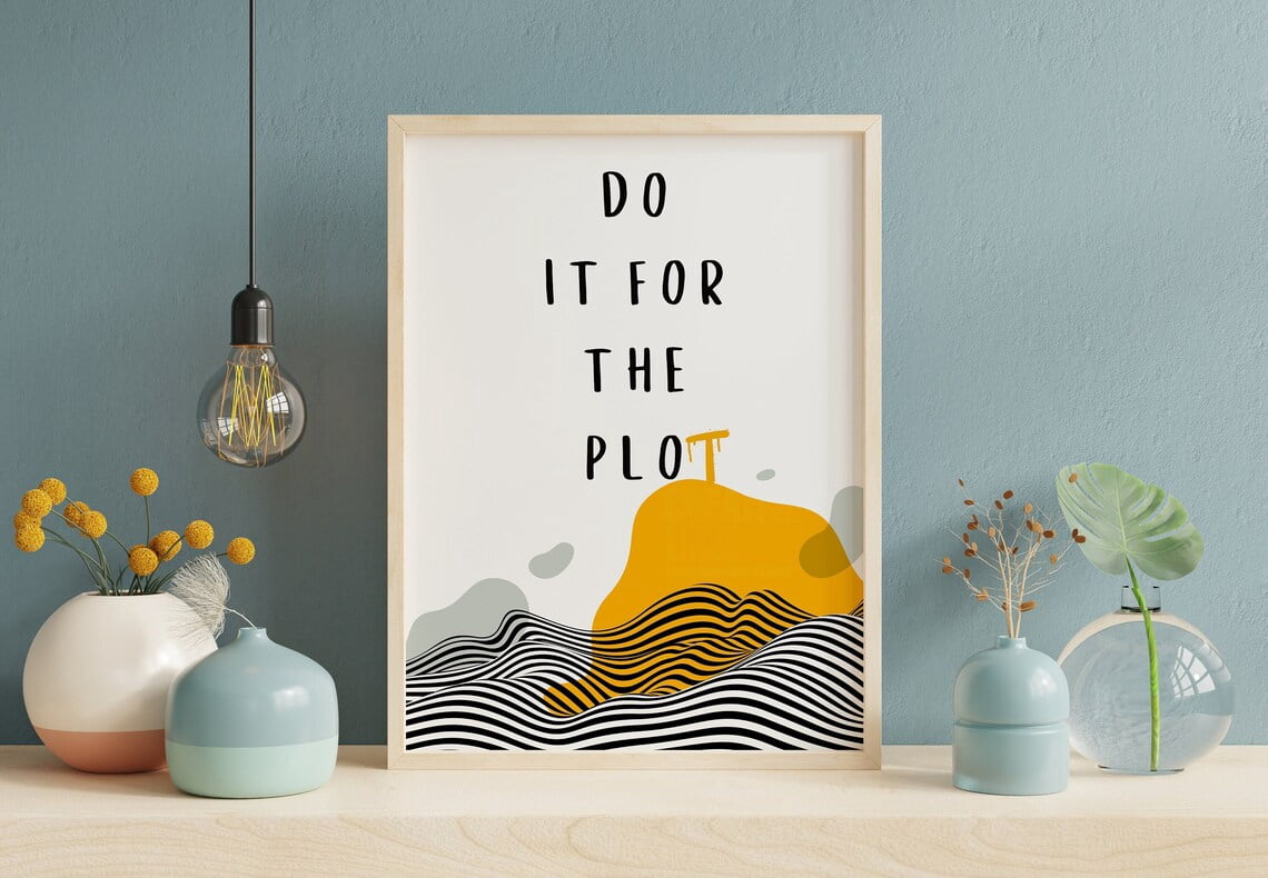 Do It For The Plot Minimal Typography Wall Art, Unframed Canvas Size ...
