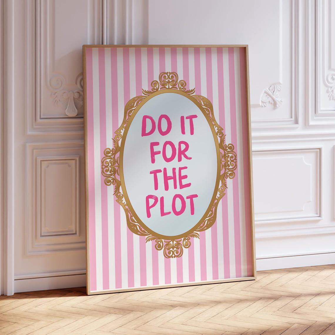 Do It For The Plot Pink Coquette Wall Art, Unframed Canvas Size 16x24 ...